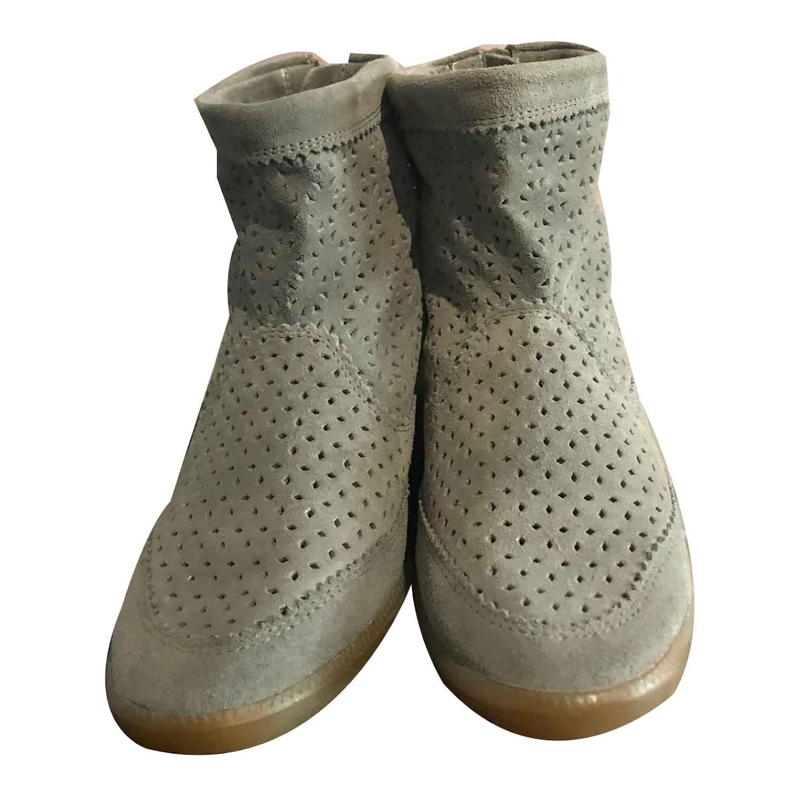 Isabel Marant Bottines Cuir Daim Marron Taupe ref.104704 - Joli Closet