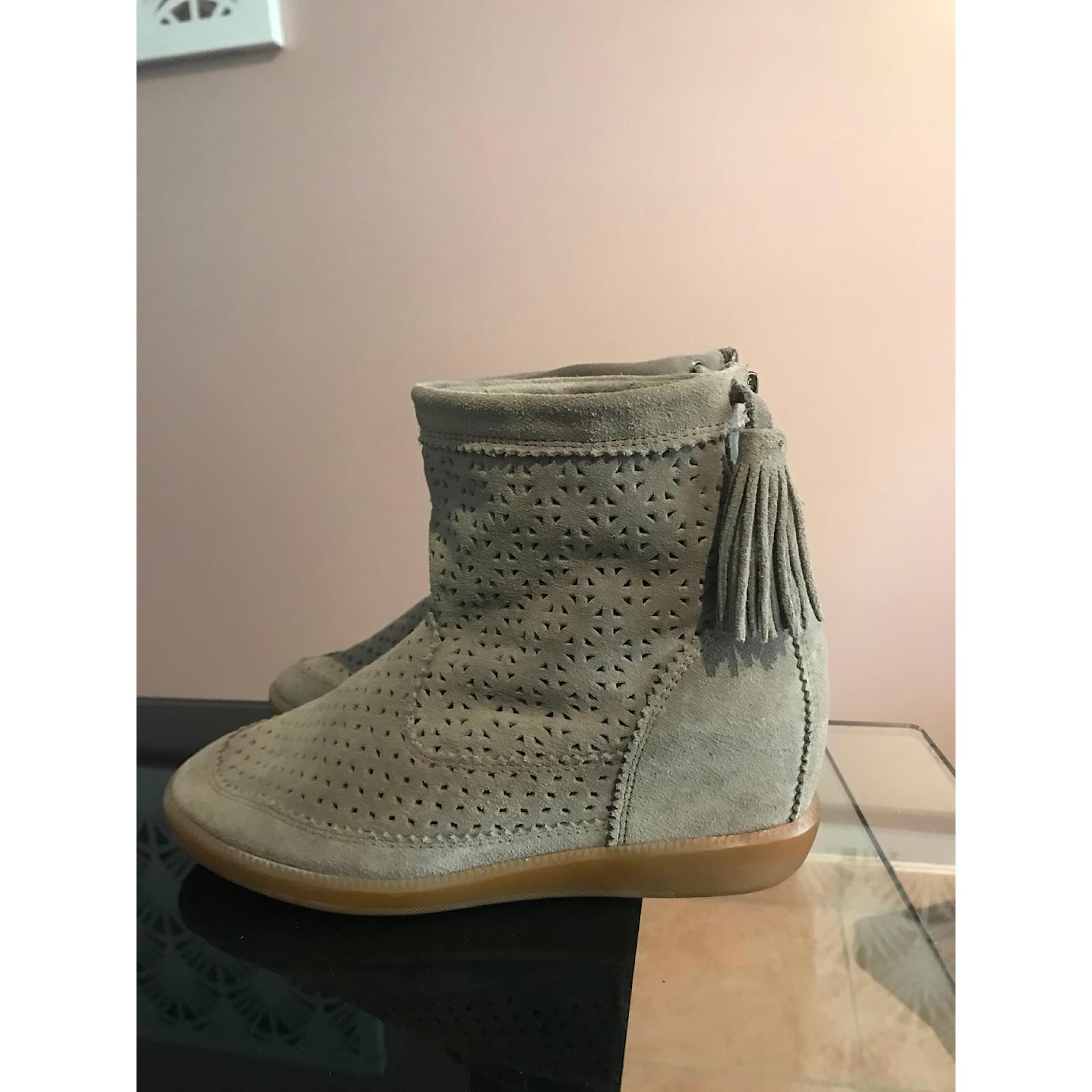 Isabel Marant Bottines Cuir Daim Marron Taupe ref.104704 - Joli Closet