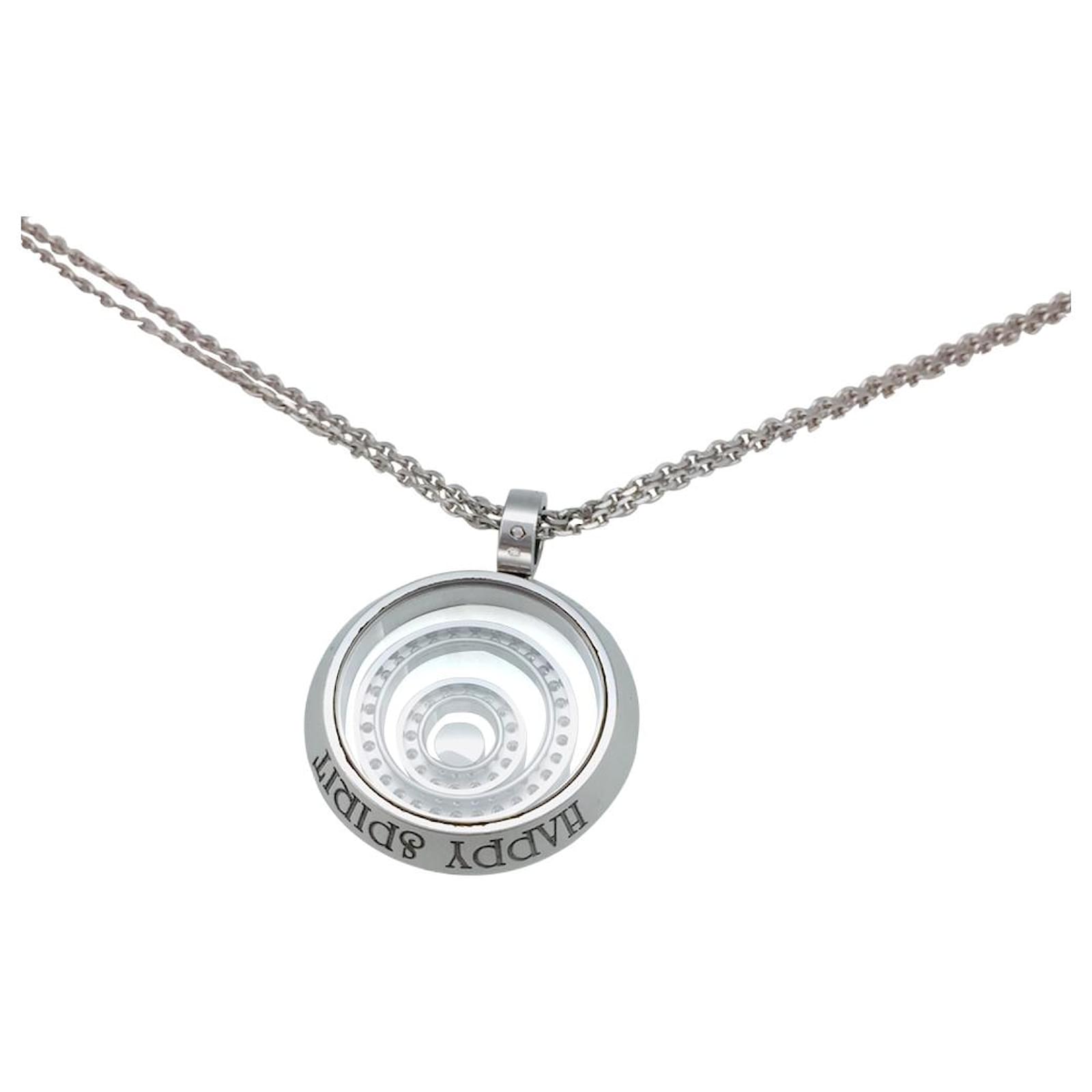 Chaîne et pendentif Chopard "Happy Spirit" en or blanc, diamants ref ...