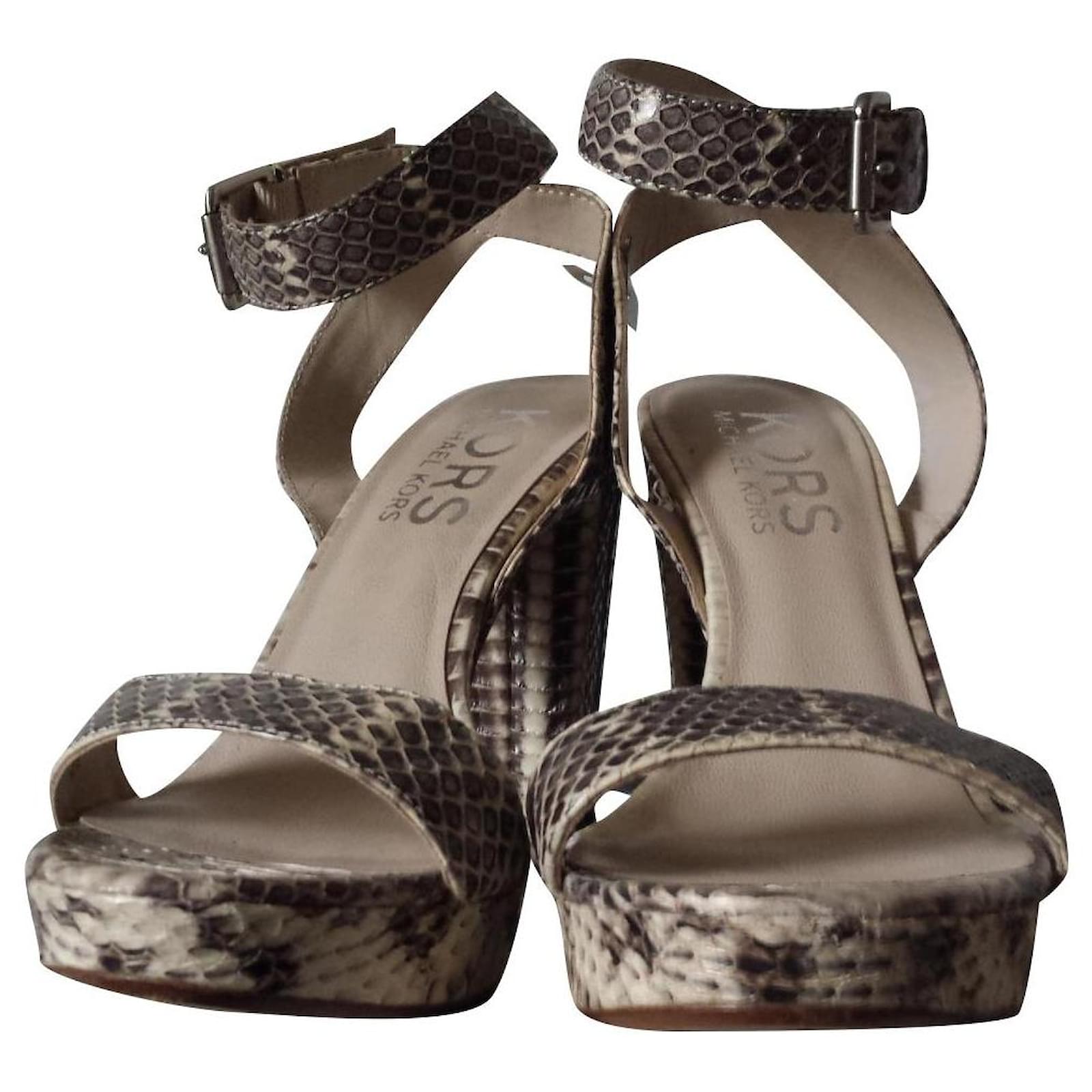 Michael Kors SANDALES A TALONS Python Marron clair ref.115964 - Joli Closet