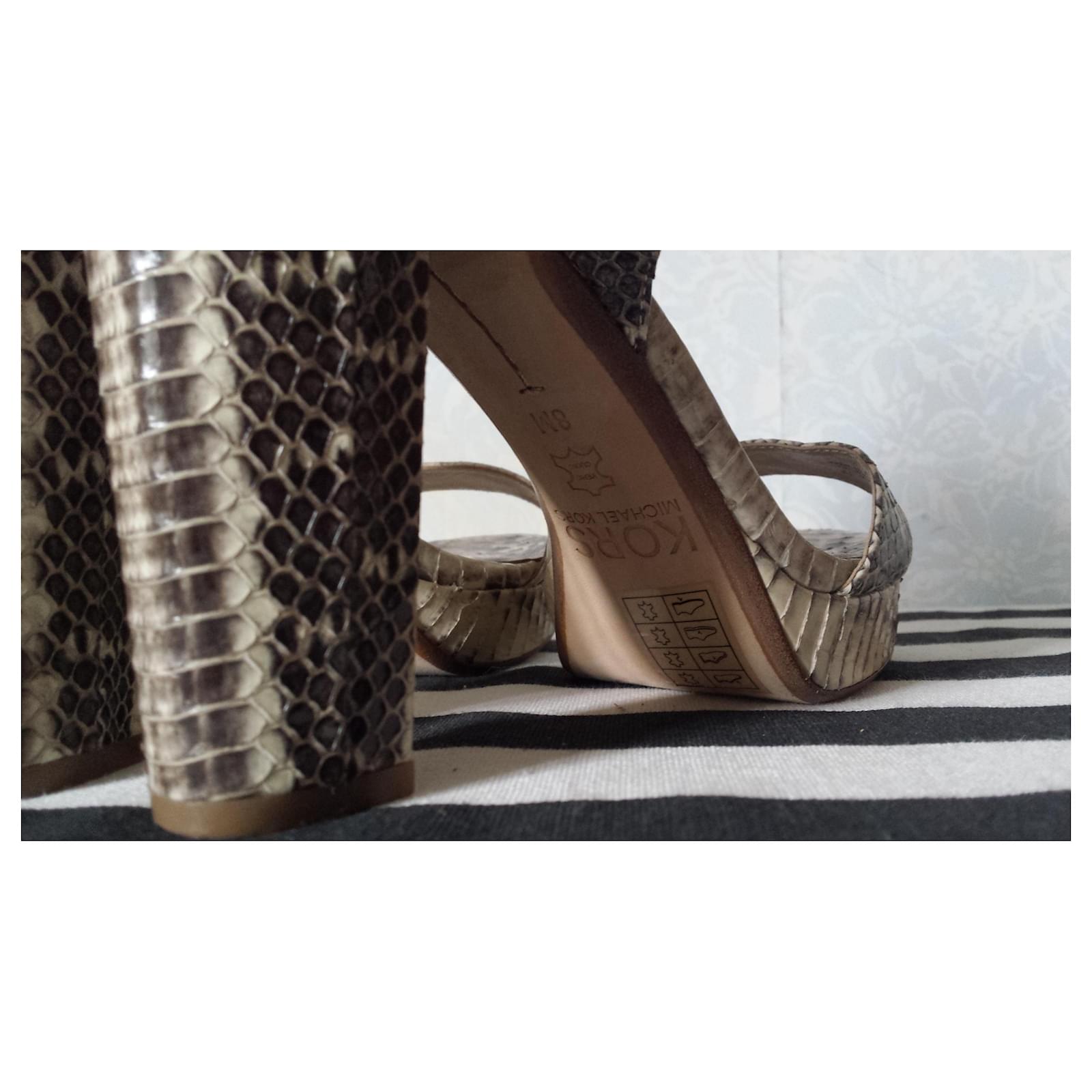 Sandales Michael Kors SANDALES A TALONS Python Marron clair ref.115964 ...