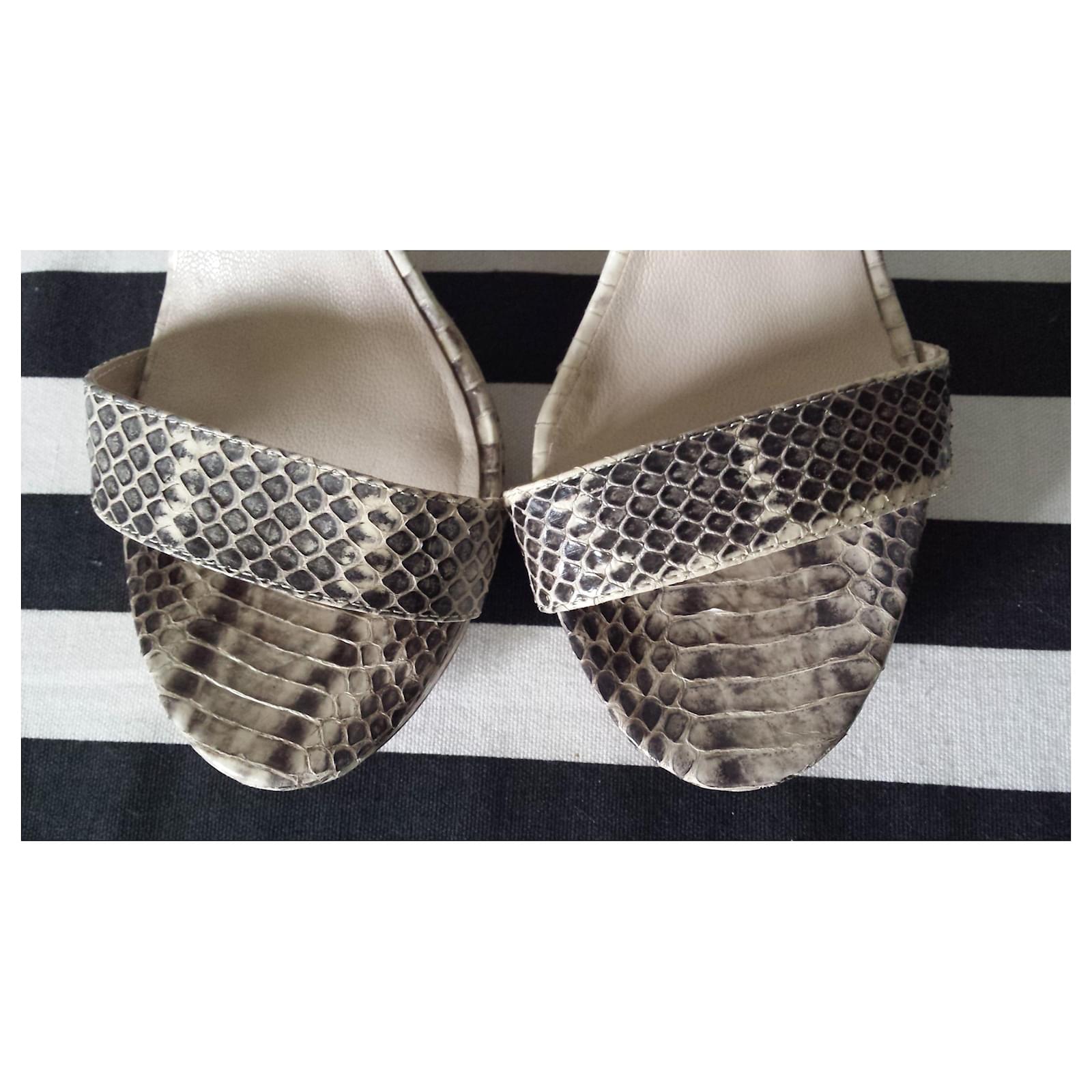 Michael Kors SANDALES A TALONS Python Marron clair ref.115964 - Joli Closet