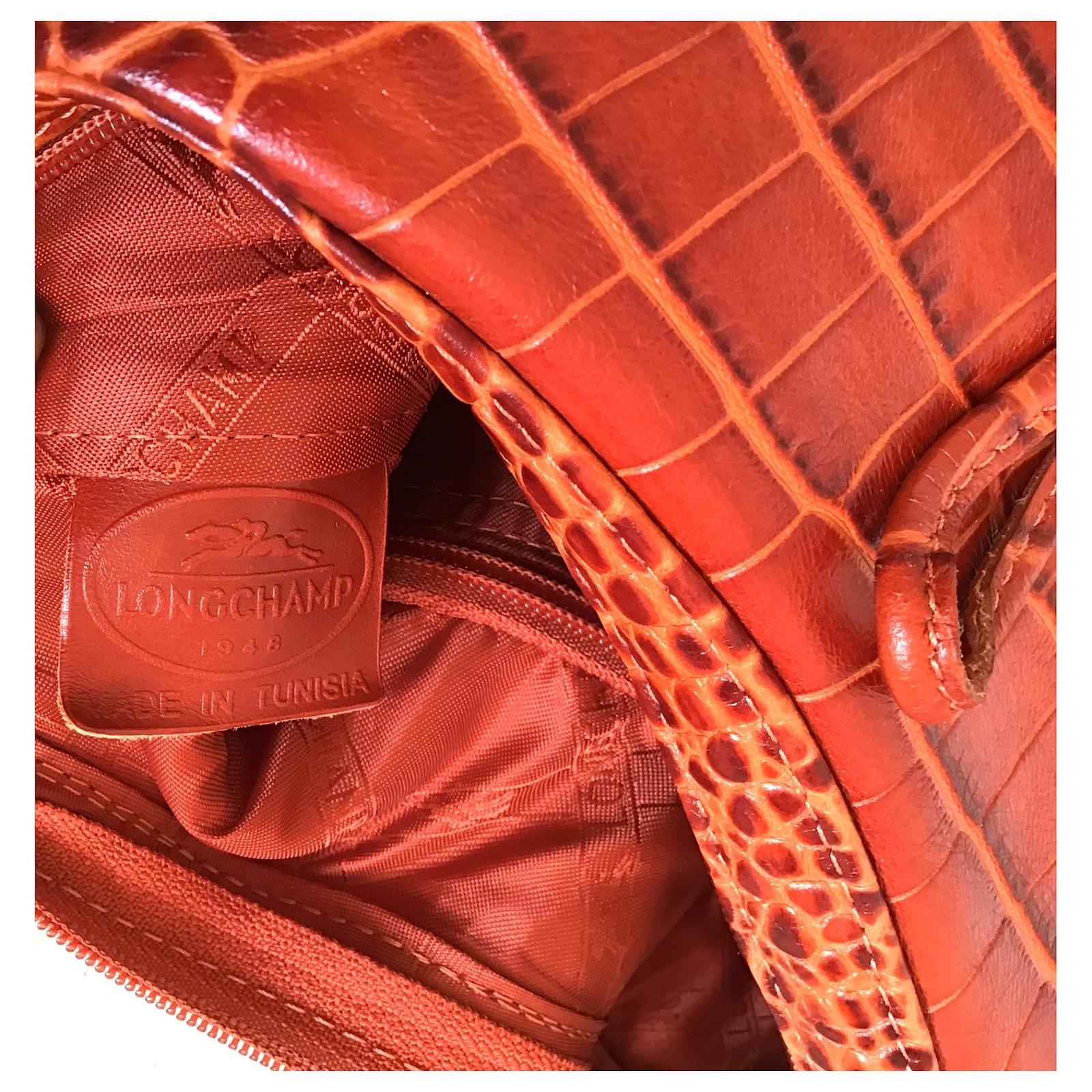 Sacs à main Longchamp Roseau Cuir Orange ref.119293 - Joli Closet