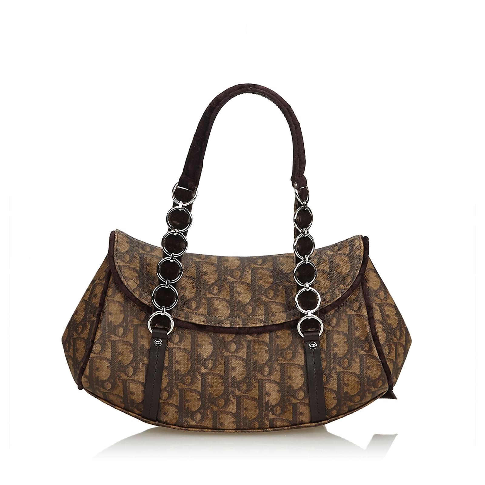 Dior Brown Oblique Romantique Handbag Light brown Dark brown Leather ...