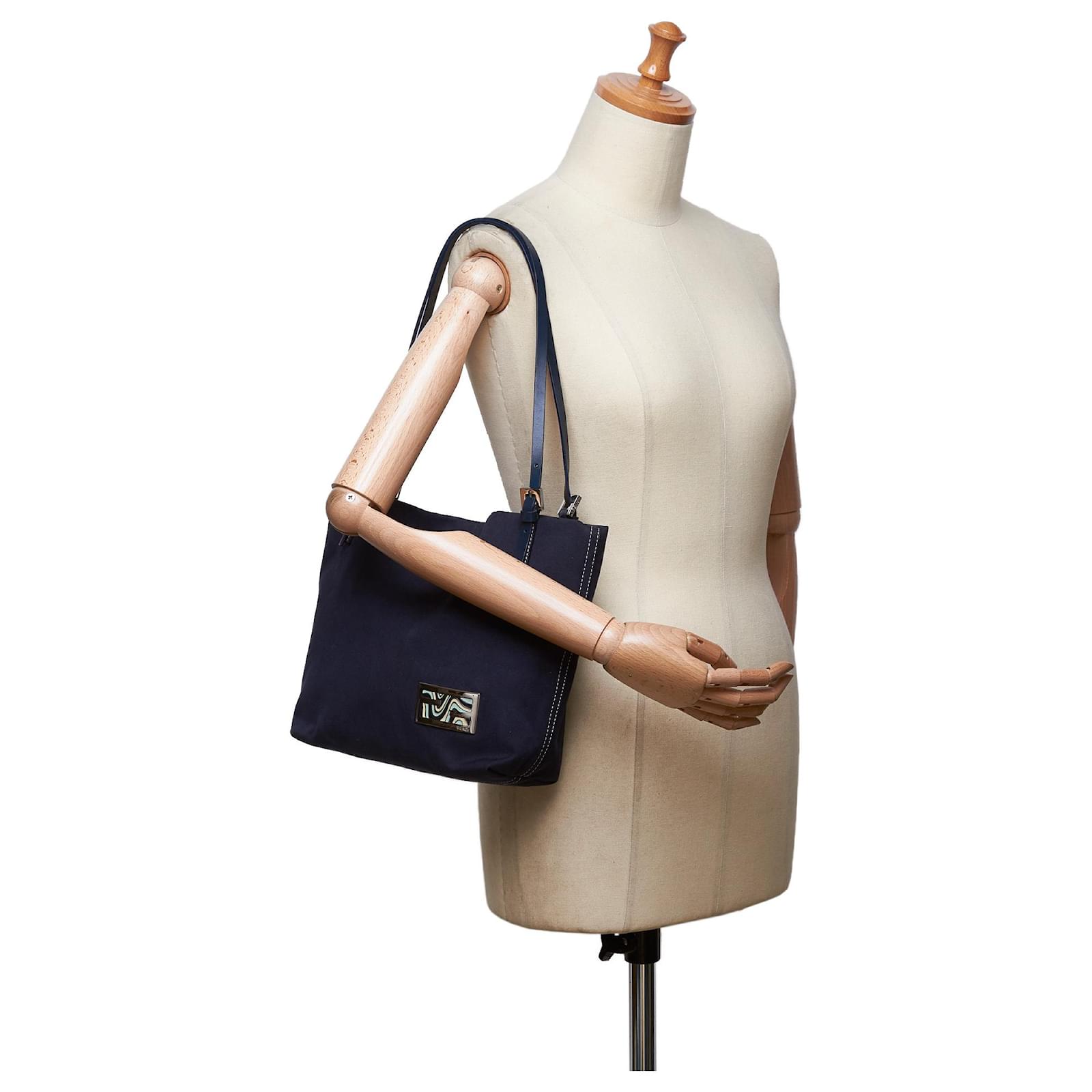 Fendi Black Canvas Tote Bag Leather Cloth Cloth ref.123978 - Joli Closet