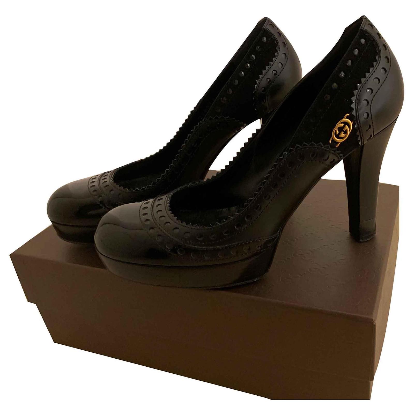 Escarpins Gucci 38,5 Cuir vernis Noir ref.124224 - Joli Closet