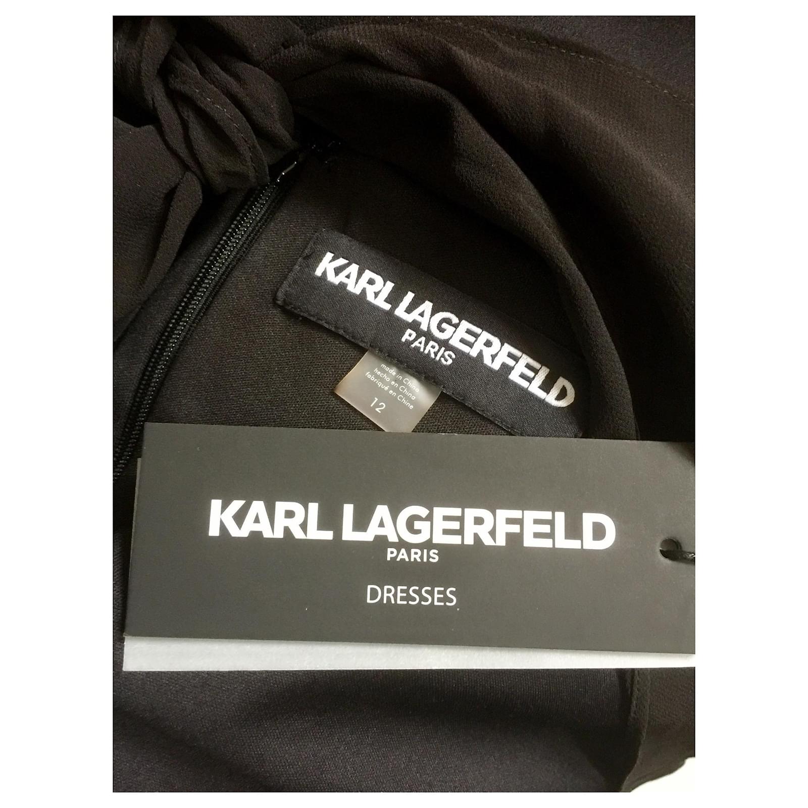 Karl Lagerfeld Robe de cocktail noire avec mousseline Polyester ...