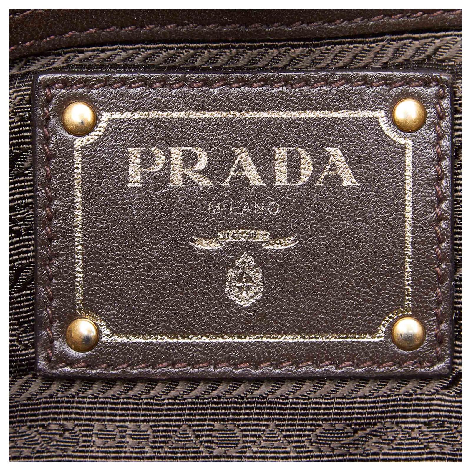 Prada Brown Gathered Nylontasche Braun Dunkelbraun Leder Tuch ref.131391 - Joli Closet