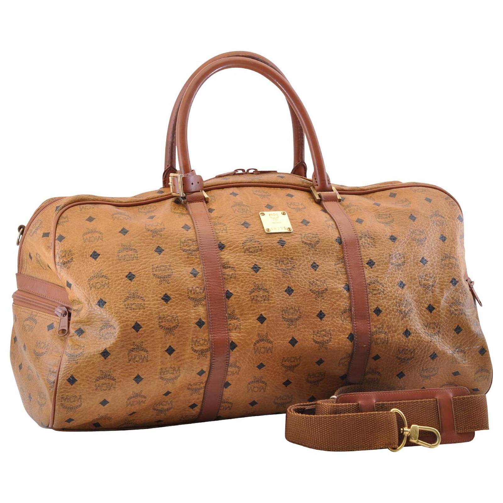 MCM Boston Tasche Braun Leinwand ref.131729 - Joli Closet