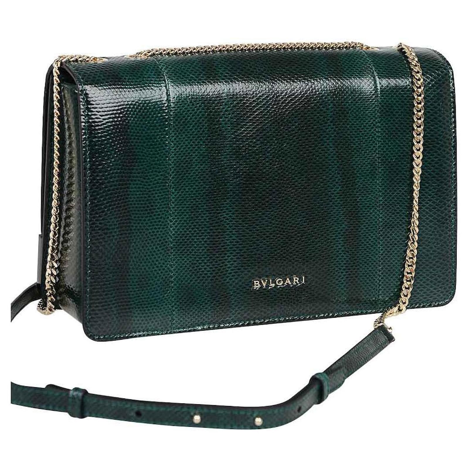 BULGARI BVLGARI FLAP BAG EXOTIC LEATHER NEW Green ref.131746 - Joli Closet