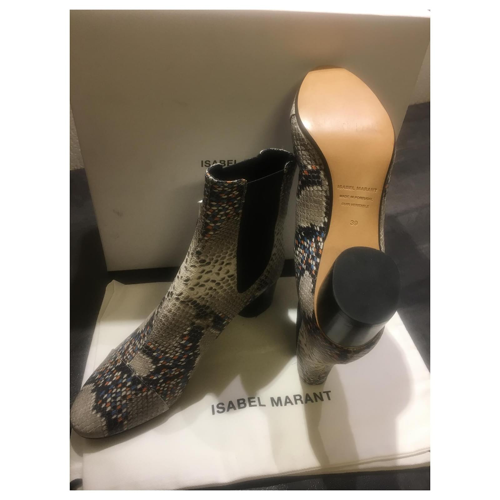 Isabel Marant Bottines Cuir Multicolore Gris ref.134198 - Joli Closet