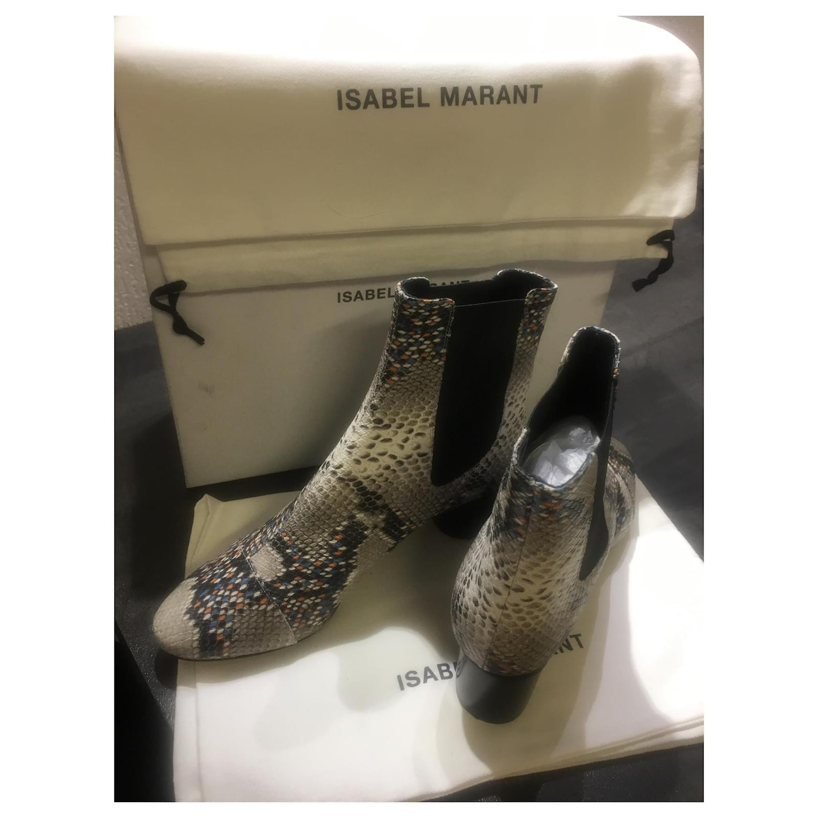 Isabel Marant Bottines Cuir Multicolore Gris ref.134198 - Joli Closet