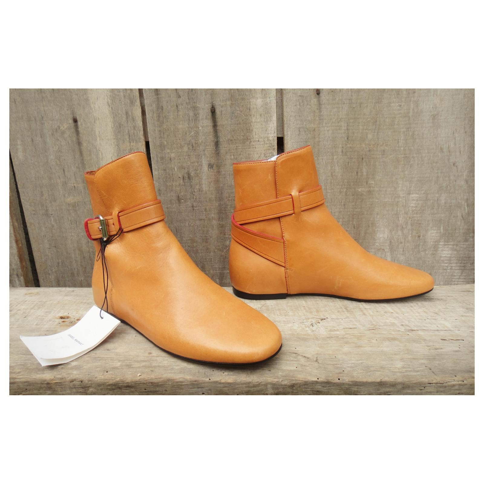 bottines plates Isabel Marant état neuf Cuir Caramel ref.134566 - Joli ...