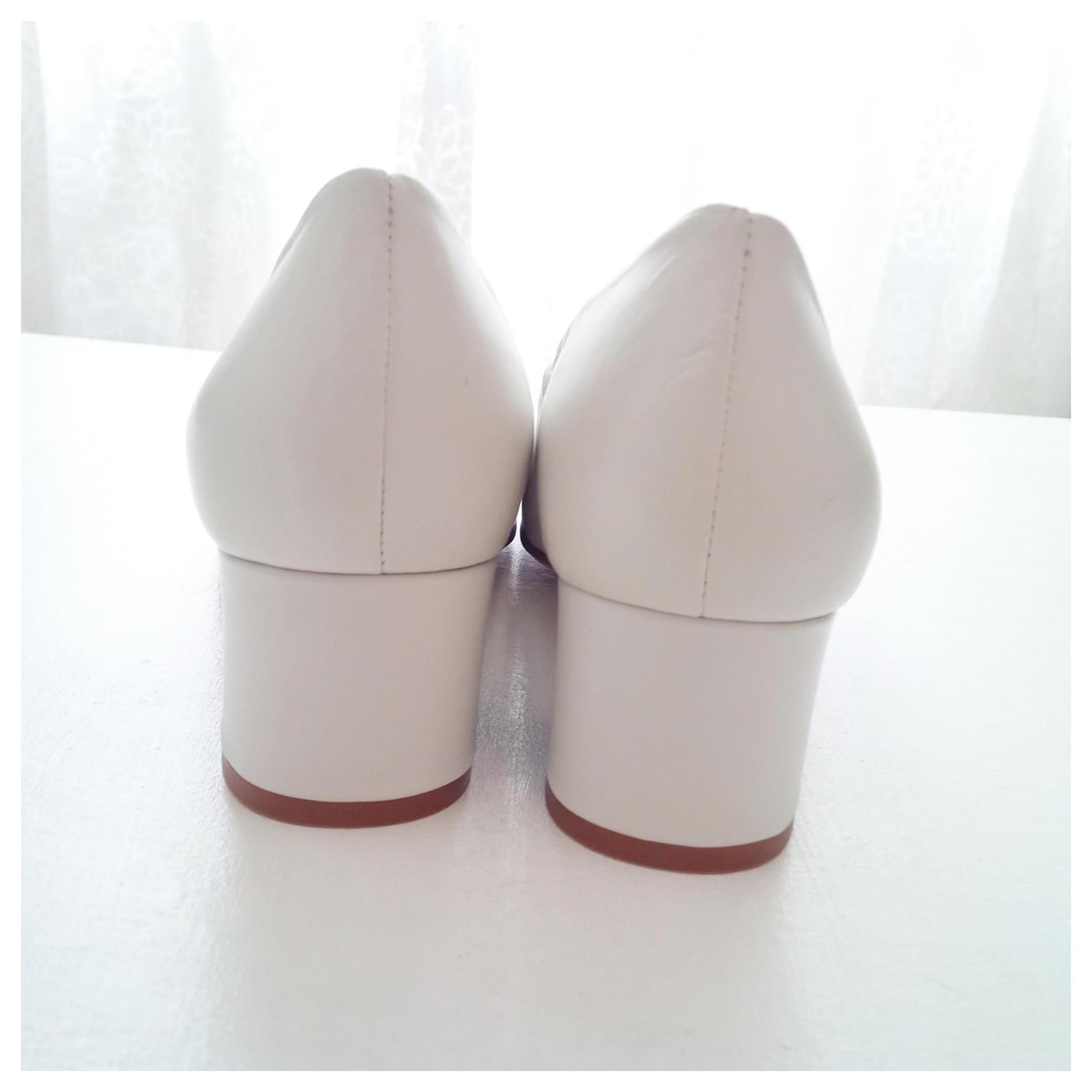 Zara Heels White Eggshell Leather ref.134940 - Joli Closet