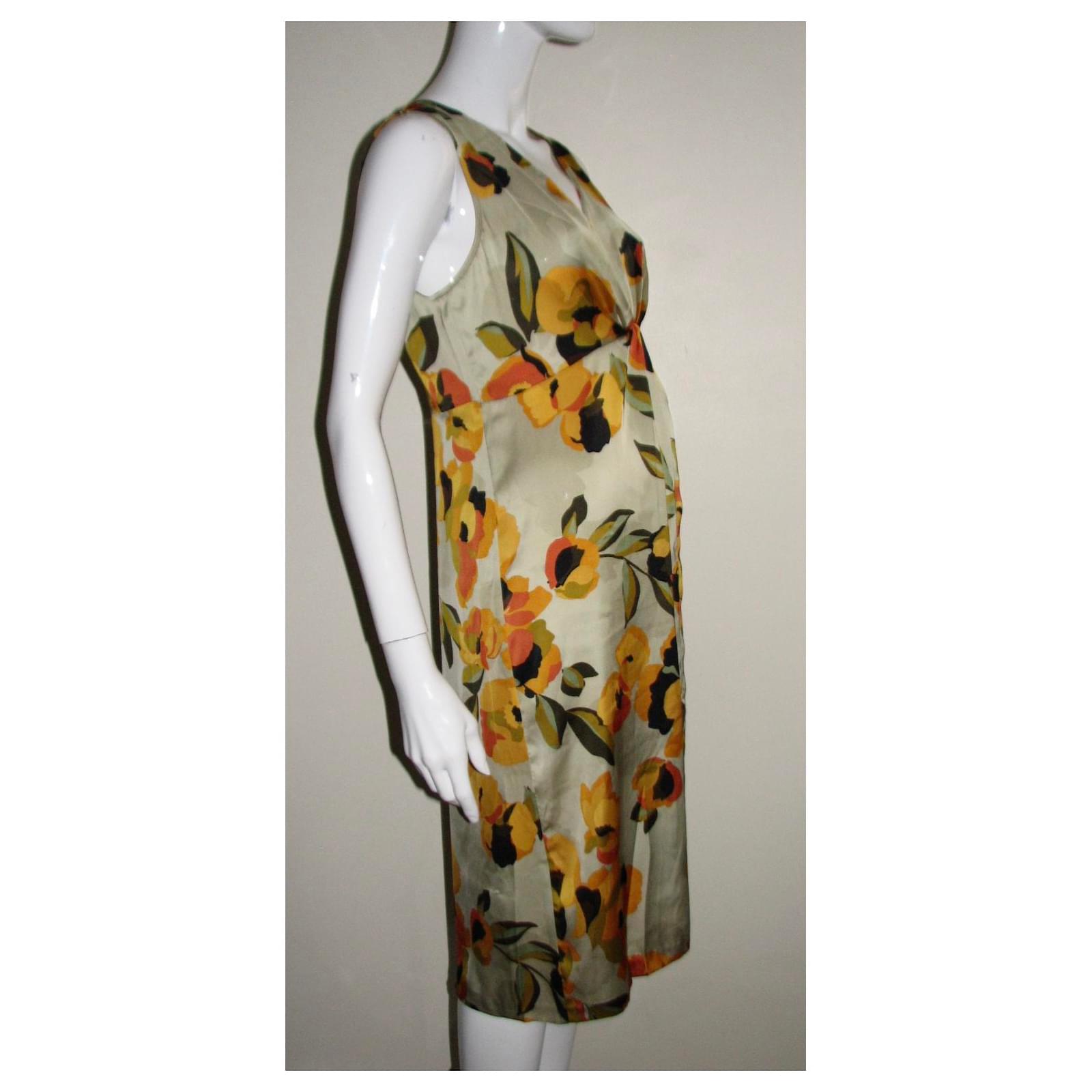 Clements Ribeiro Satin dress with draping Multiple colors Khaki ...