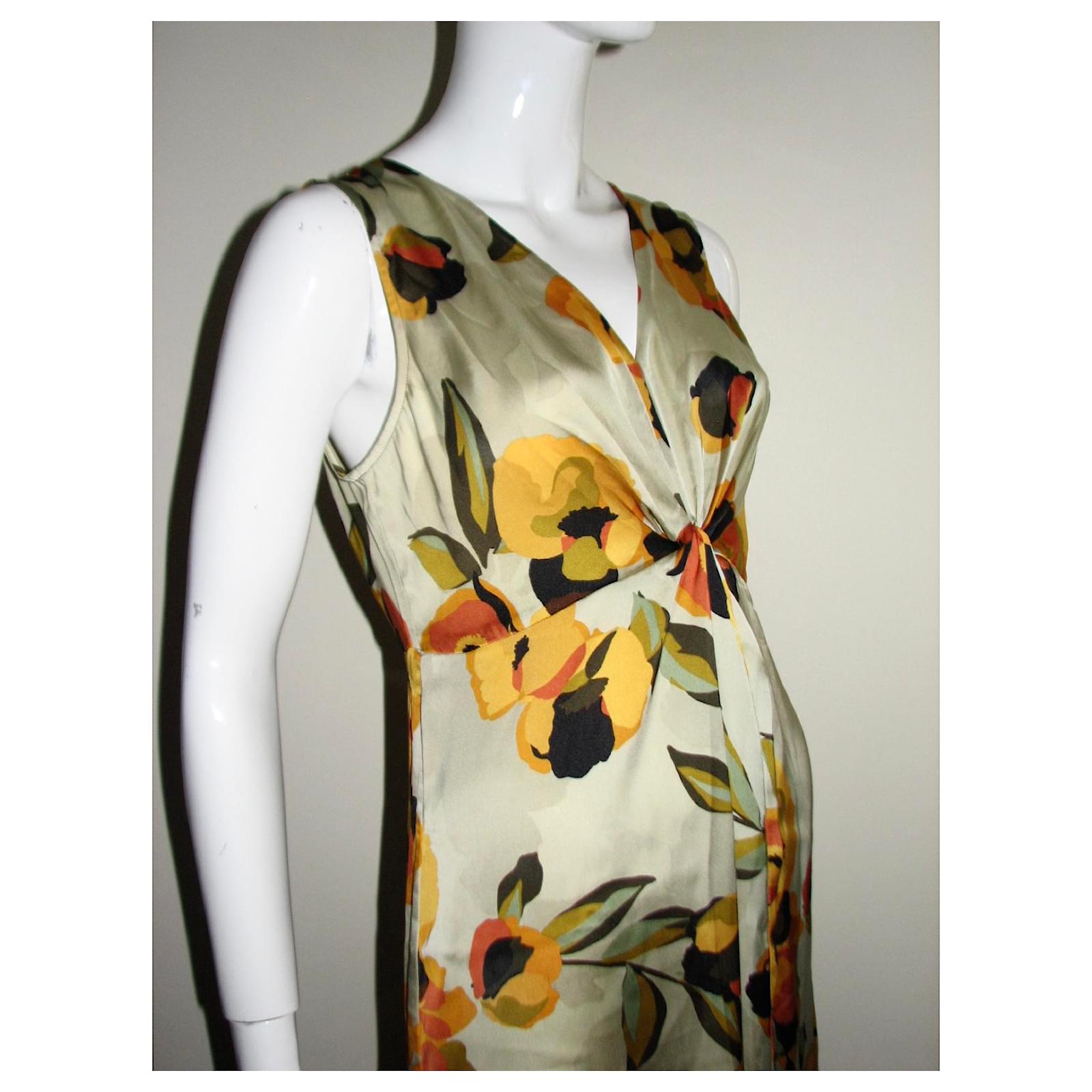 Clements Ribeiro Satin dress with draping Multiple colors Khaki ...