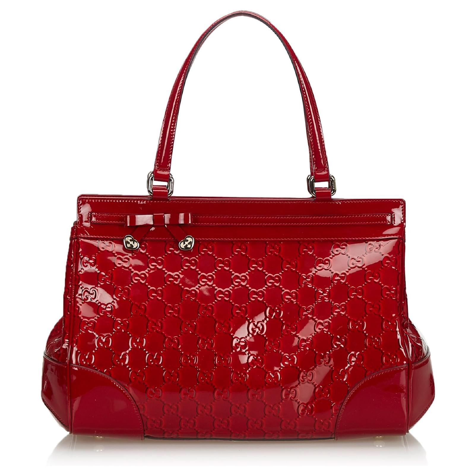 Sac à main Mayfair en cuir verni rouge Guccissima de Gucci Cuir vernis ...