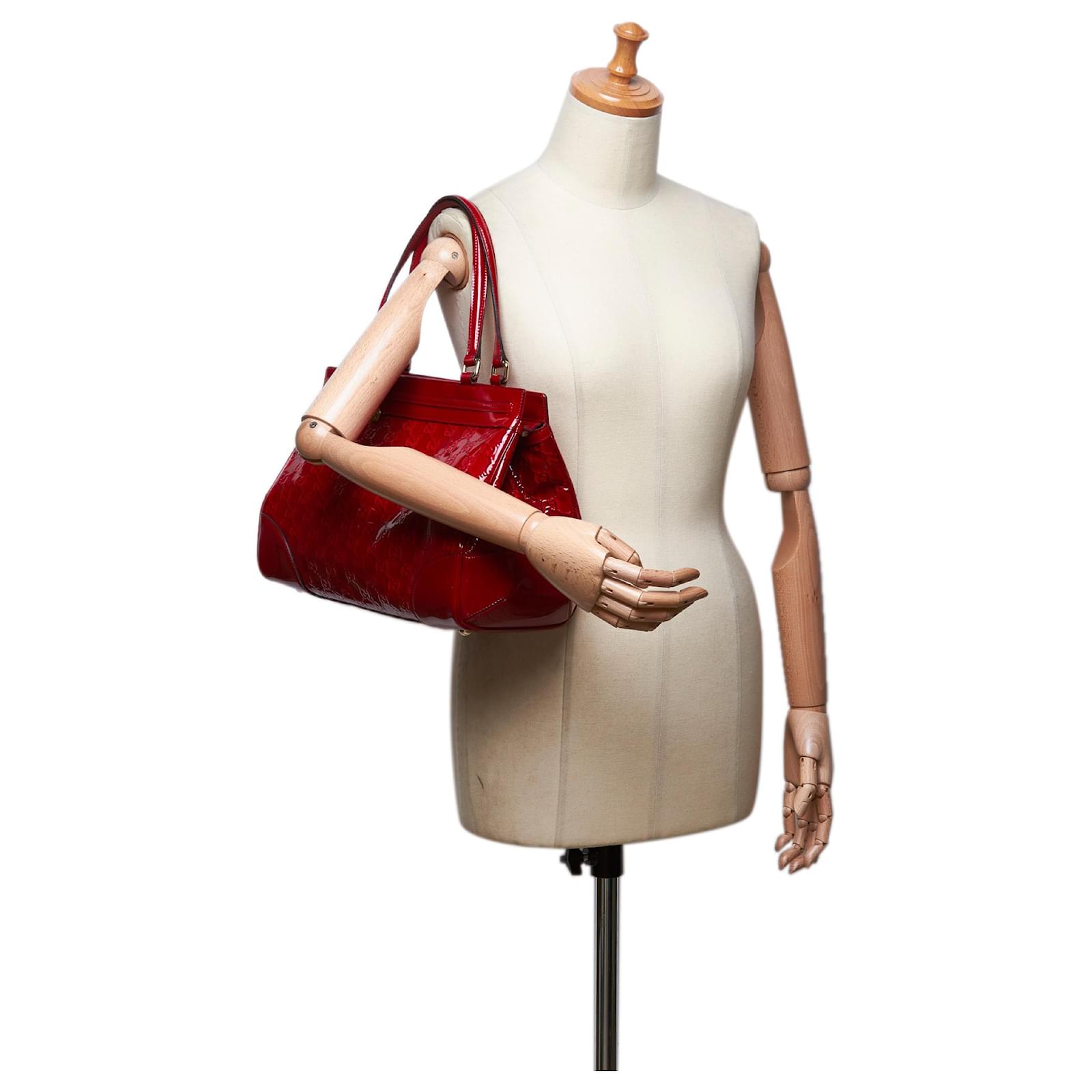 Sac à main Mayfair en cuir verni rouge Guccissima de Gucci Cuir vernis ...