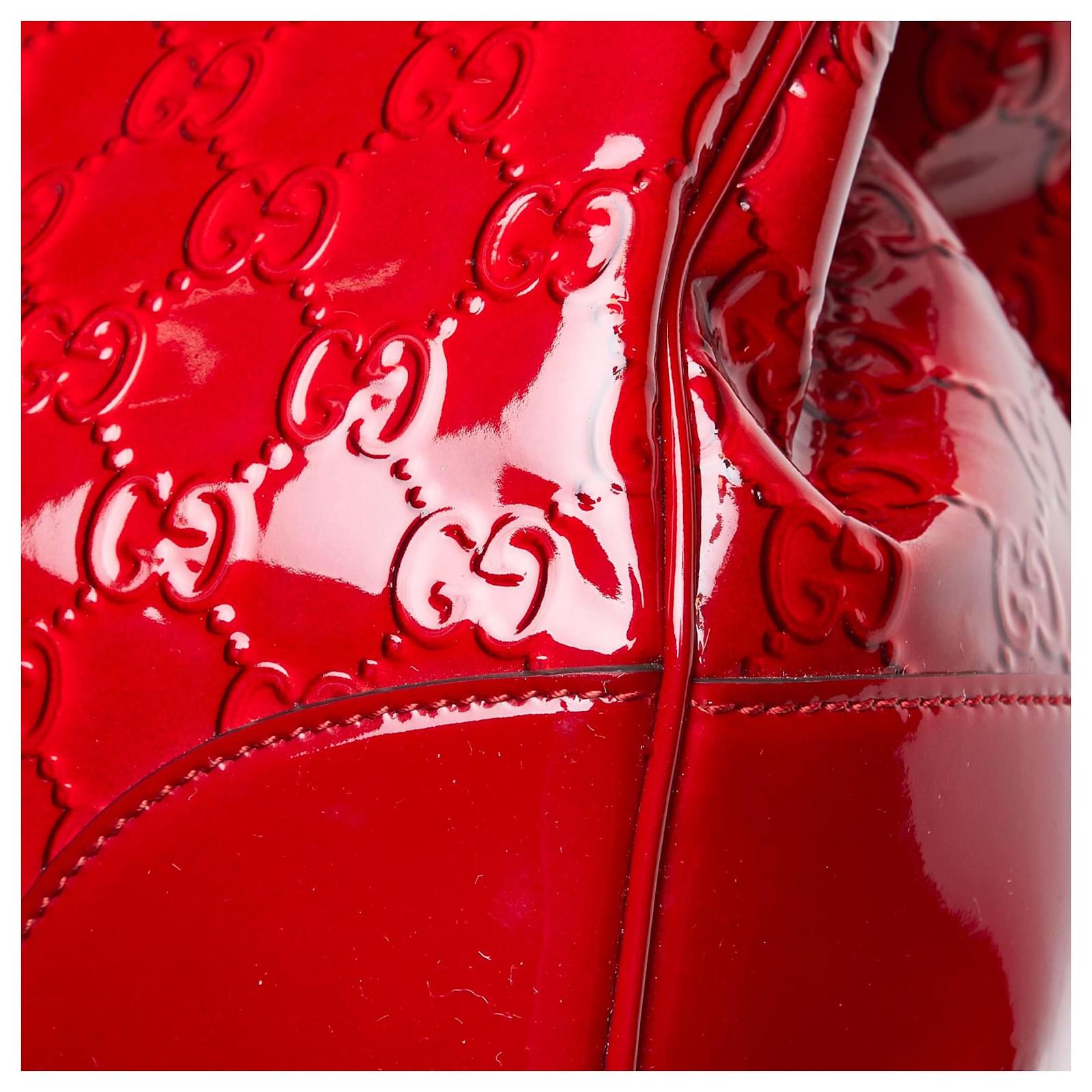 Sac à main Mayfair en cuir verni rouge Guccissima de Gucci Cuir vernis ...