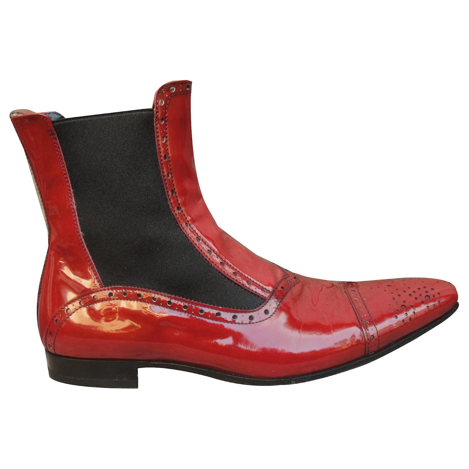 bottines vernies Dolce & Gabbana Cuir vernis Rouge ref.136033 - Joli Closet