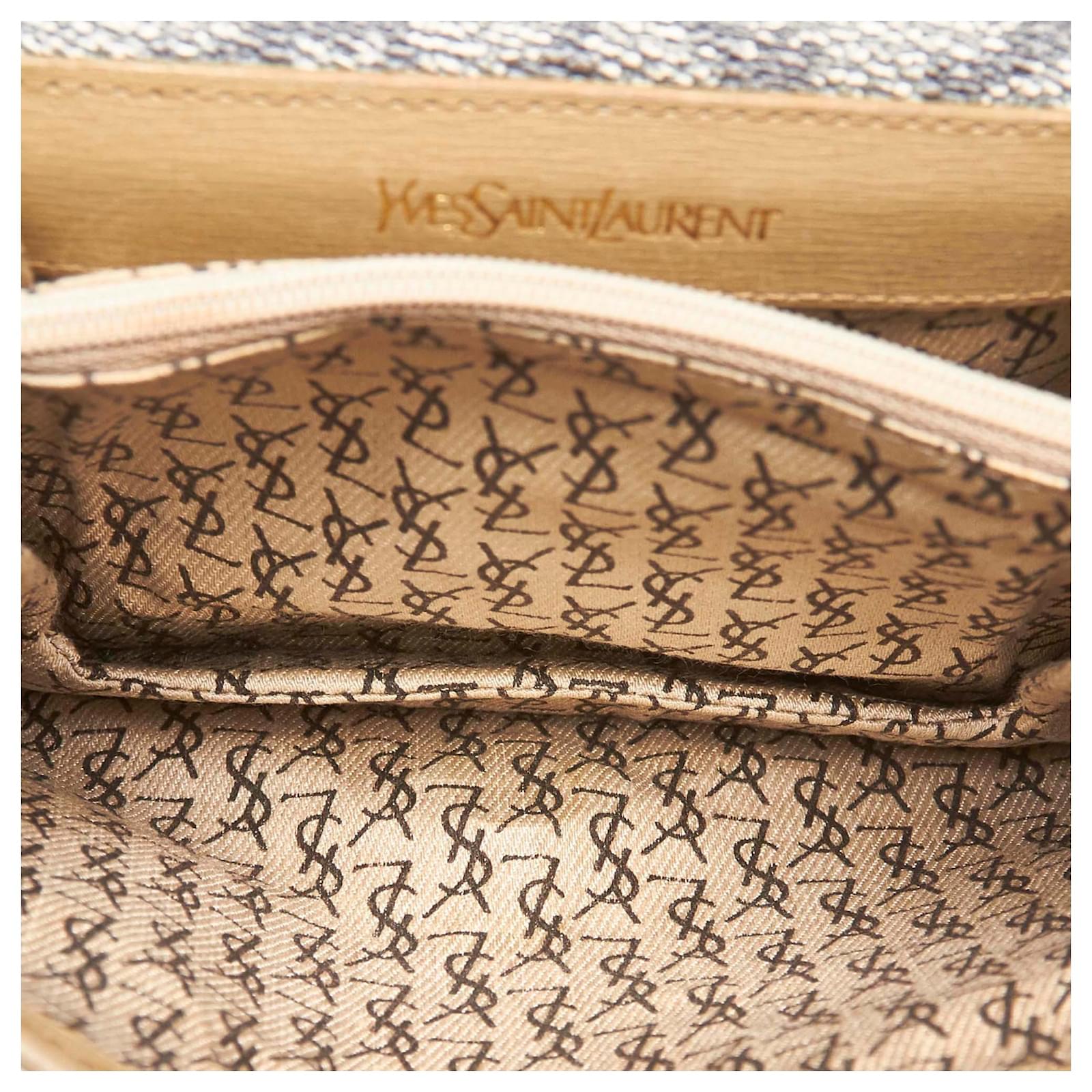 Yves Saint Laurent YSL Brown Coated Canvas Crossbody Bag Beige Dark ...