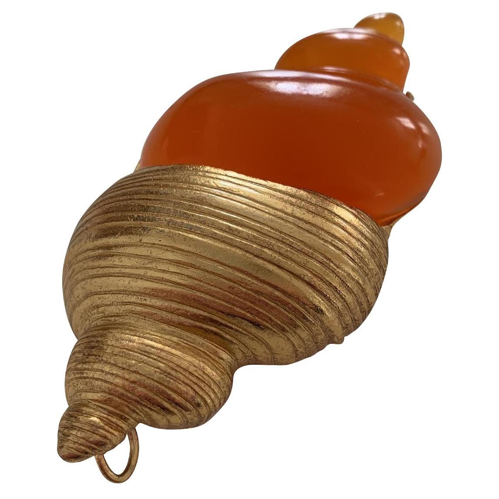 CHRISTIAN DIOR PARFUMS - DUNE BROOCH Golden Orange Metal Resin ref ...