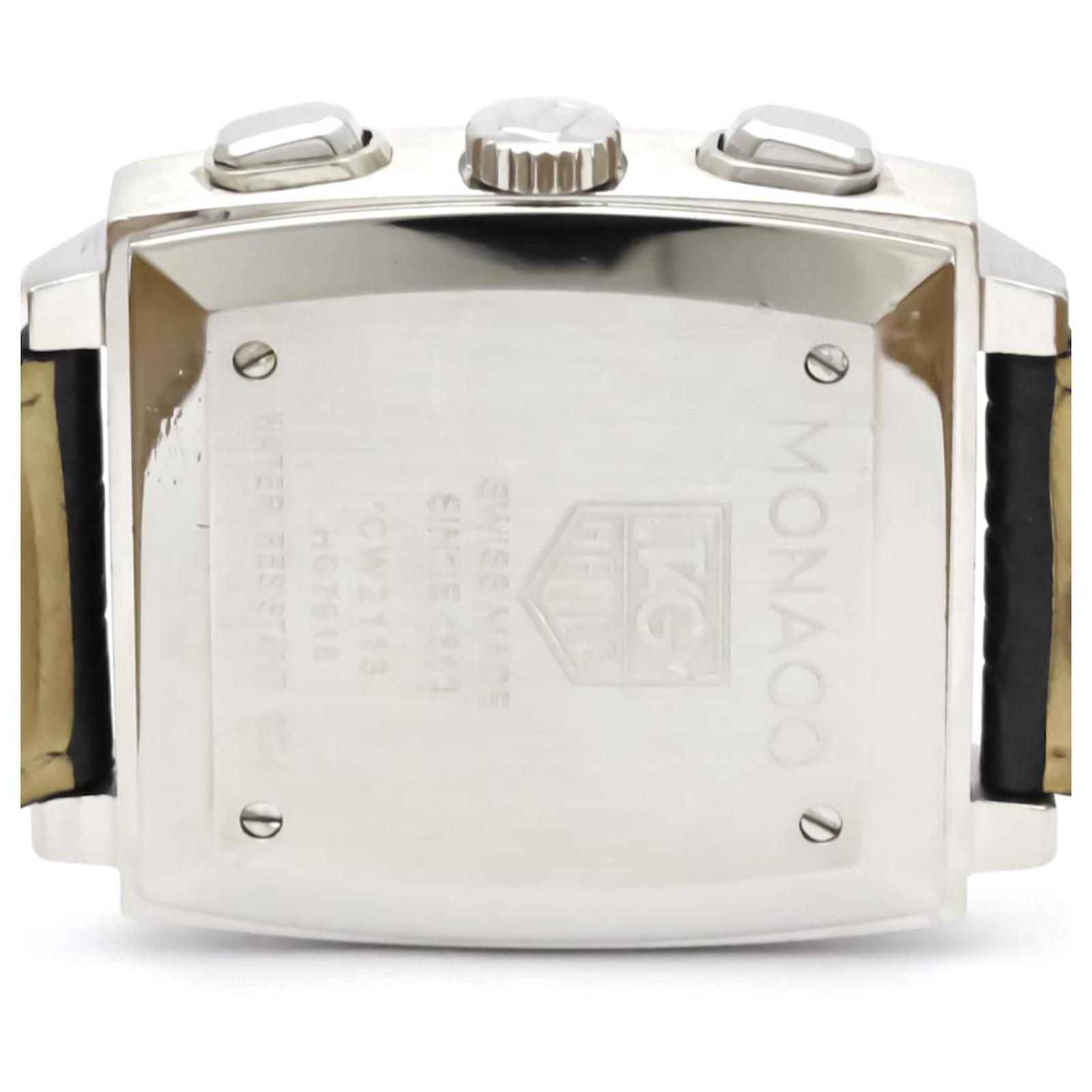 Tag Heuer Argent Acier Inoxydable Monaco Automatique CW2113 Cuir Métal ...