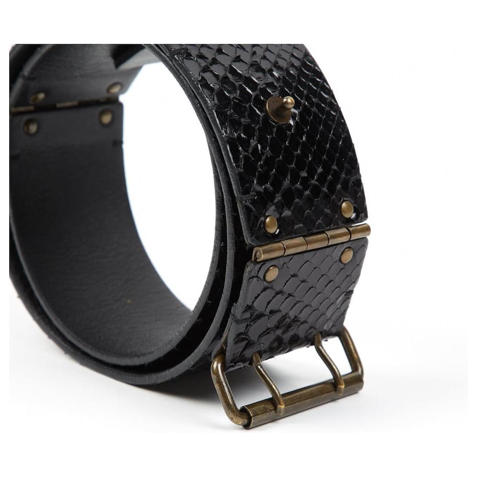 Lanvin wide leather python belt Black ref.138224 - Joli Closet