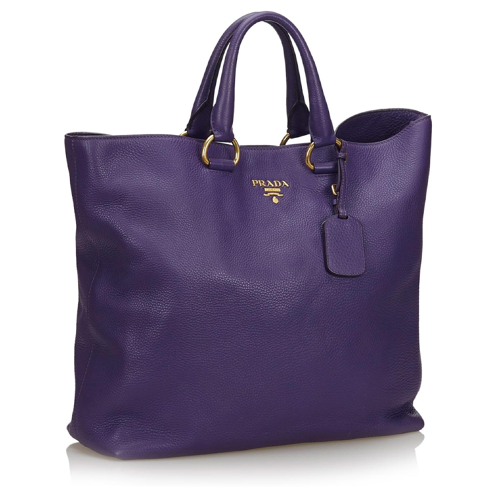 Prada Purple Vitello Daino Sacoche Cuir Violet ref.141187 - Joli Closet