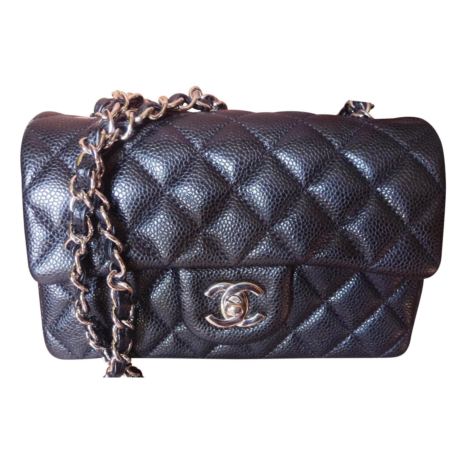 Chanel Classic Mini Timeless bag in calf leather caviar Black ref ...