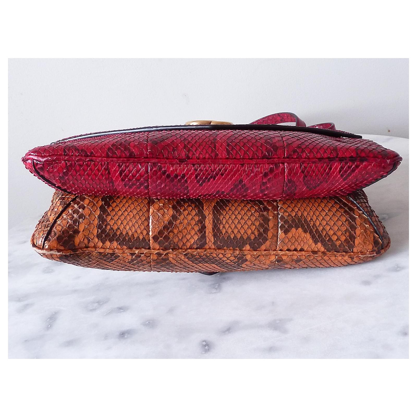 GUCCI MARMONT DOUBLE BANDOULIERES PYTHON Multicolore ref.144023 - Joli Closet