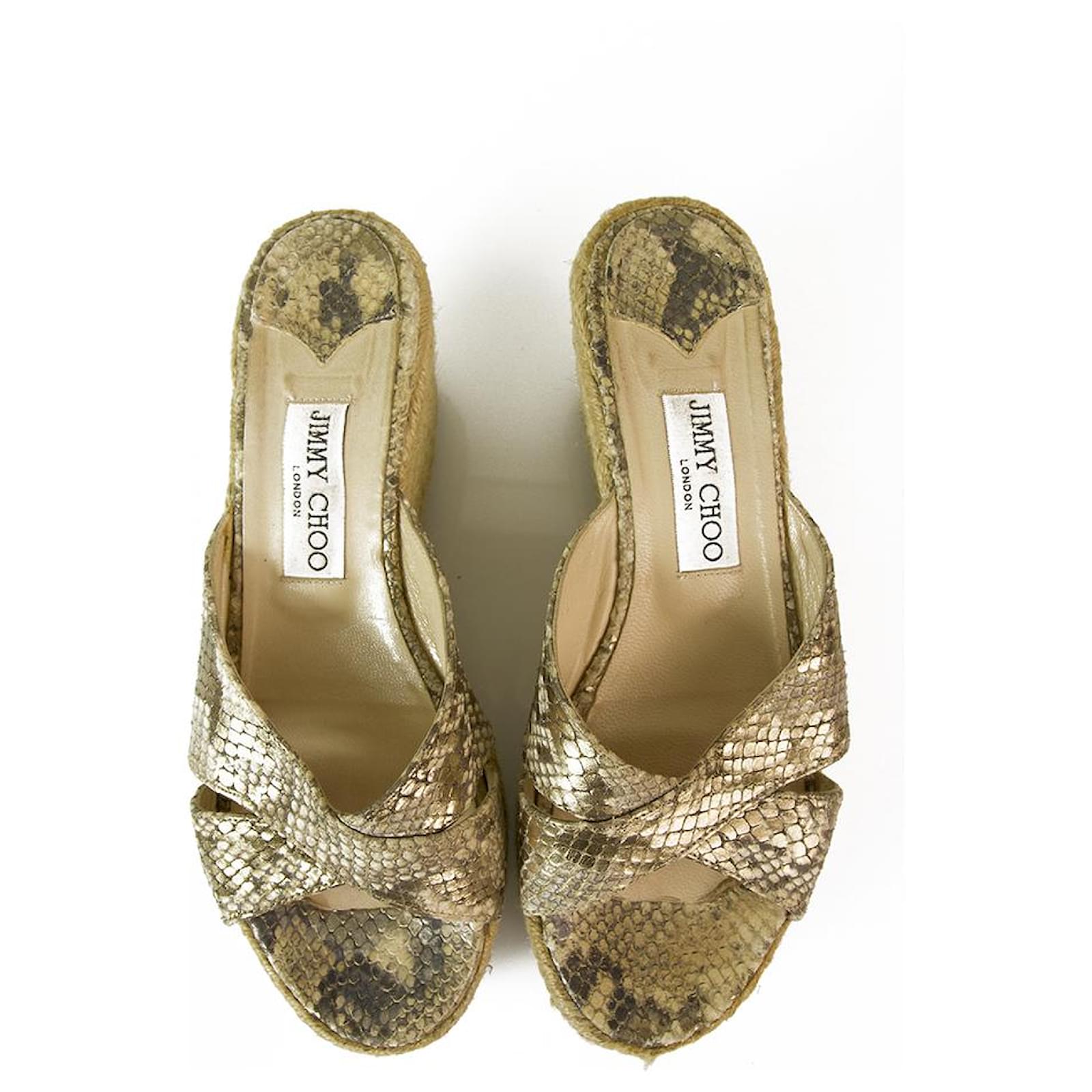 Jimmy Choo - Sandales à plateforme et talon compensé en peau de python ...