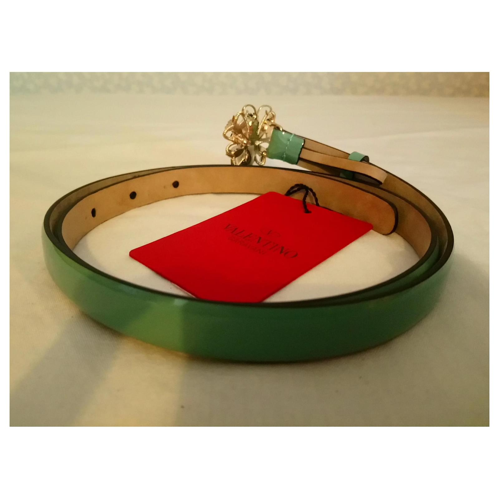 Valentino Cintos Verde claro Couro envernizado ref.145386 - Joli Closet
