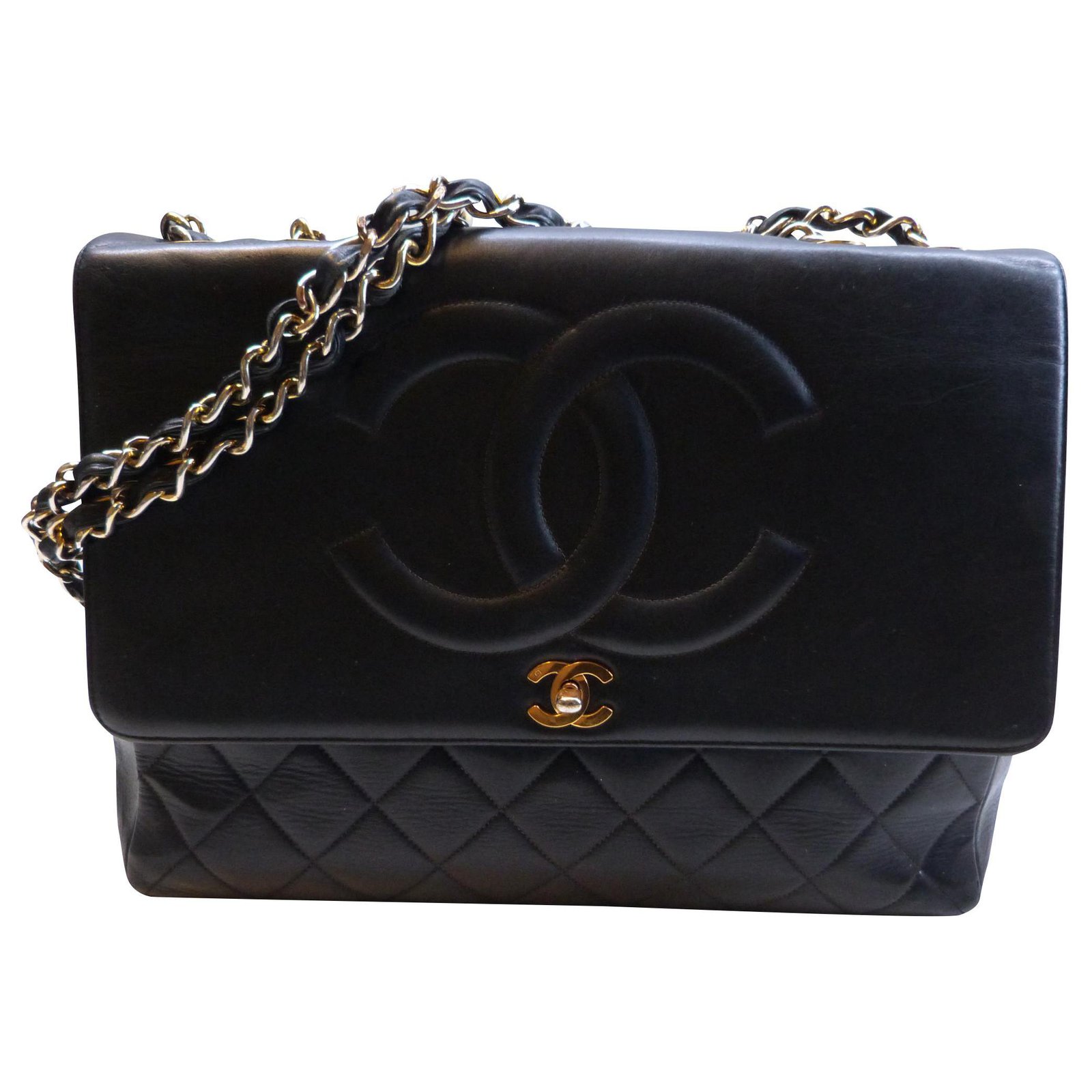 Sac Chanel vintage Cuir Noir ref.145457 - Joli Closet
