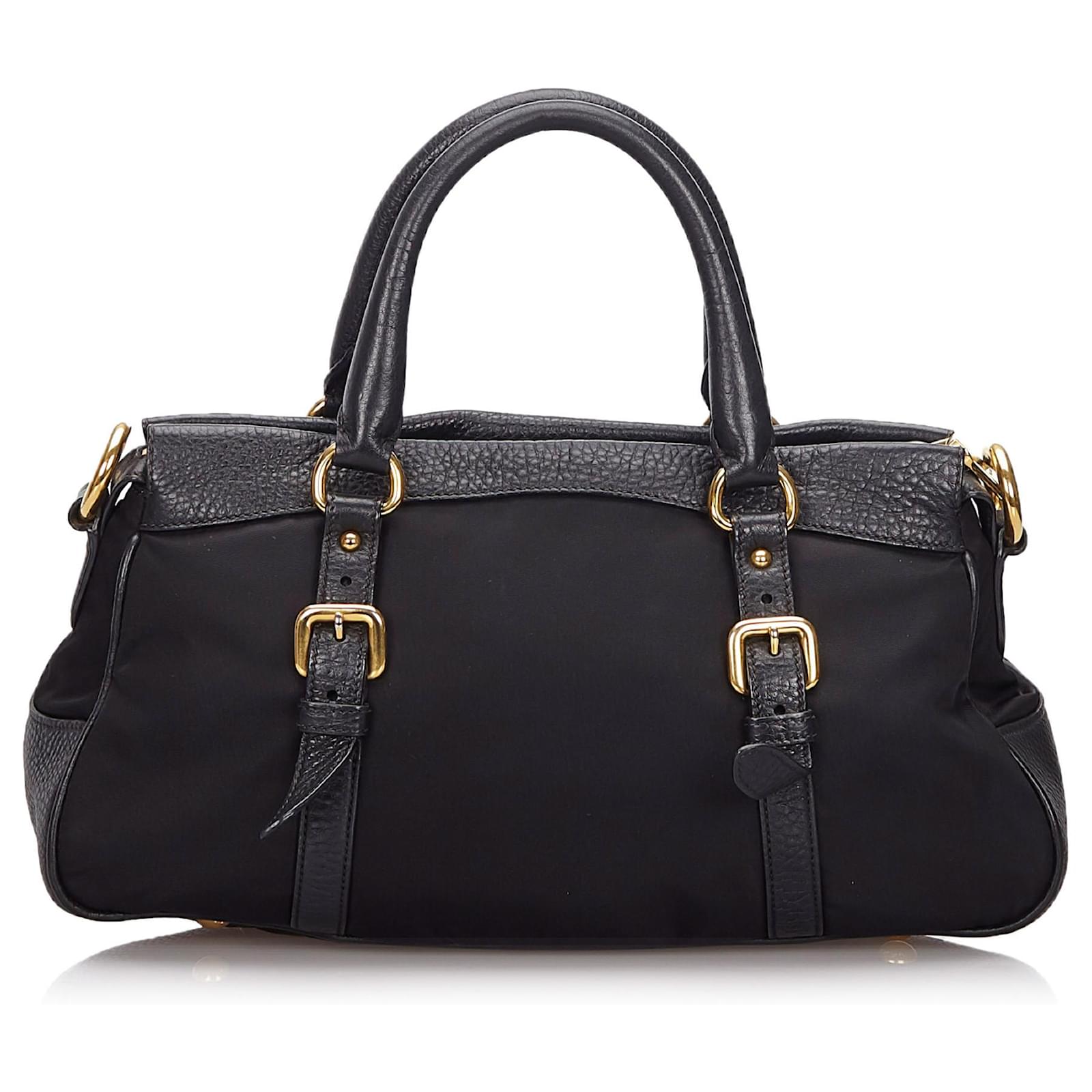 Sac à main Prada en nylon noir Cuir Tissu ref.146915 - Joli Closet