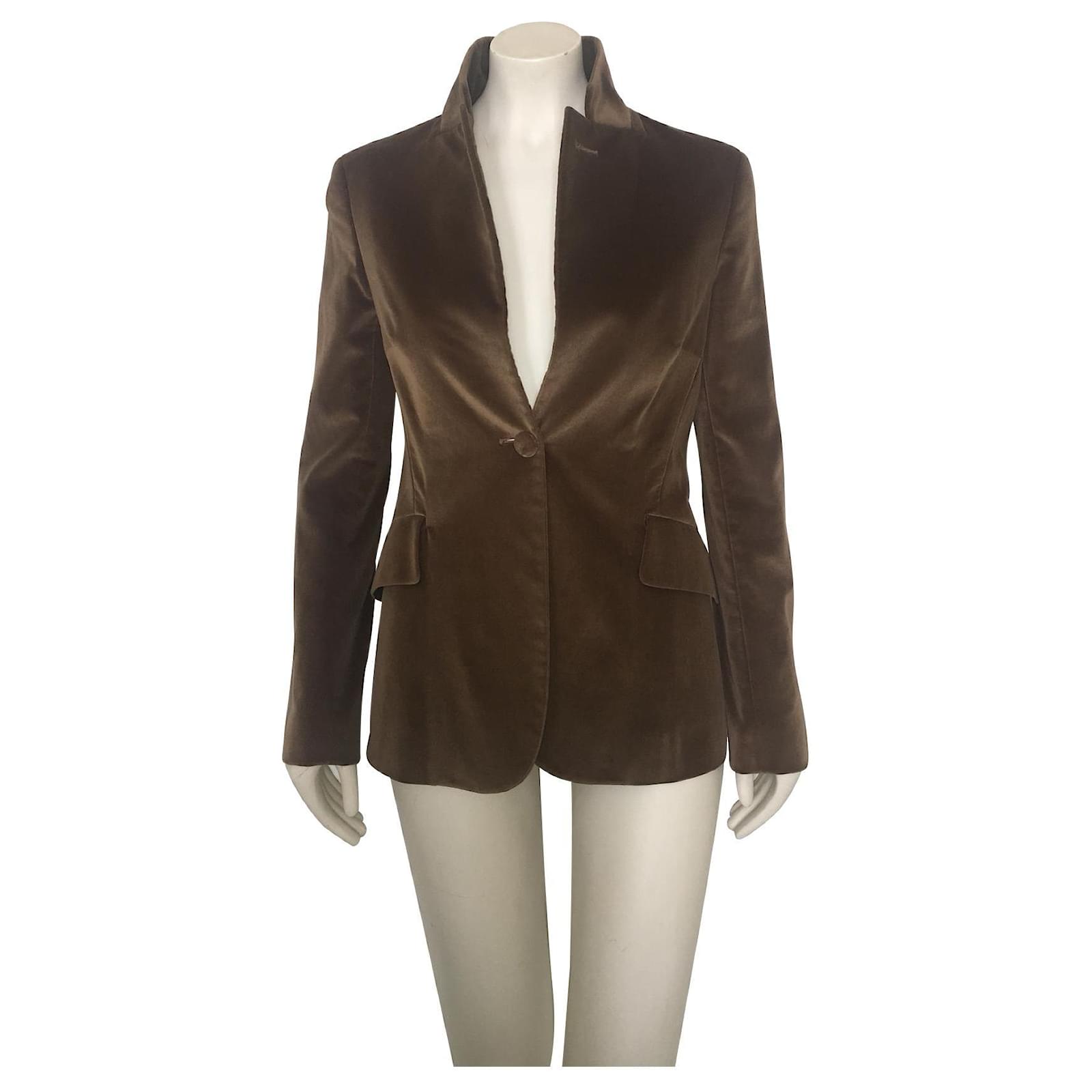 Céline Velvet blazer Brown Cotton ref.147185 - Joli Closet