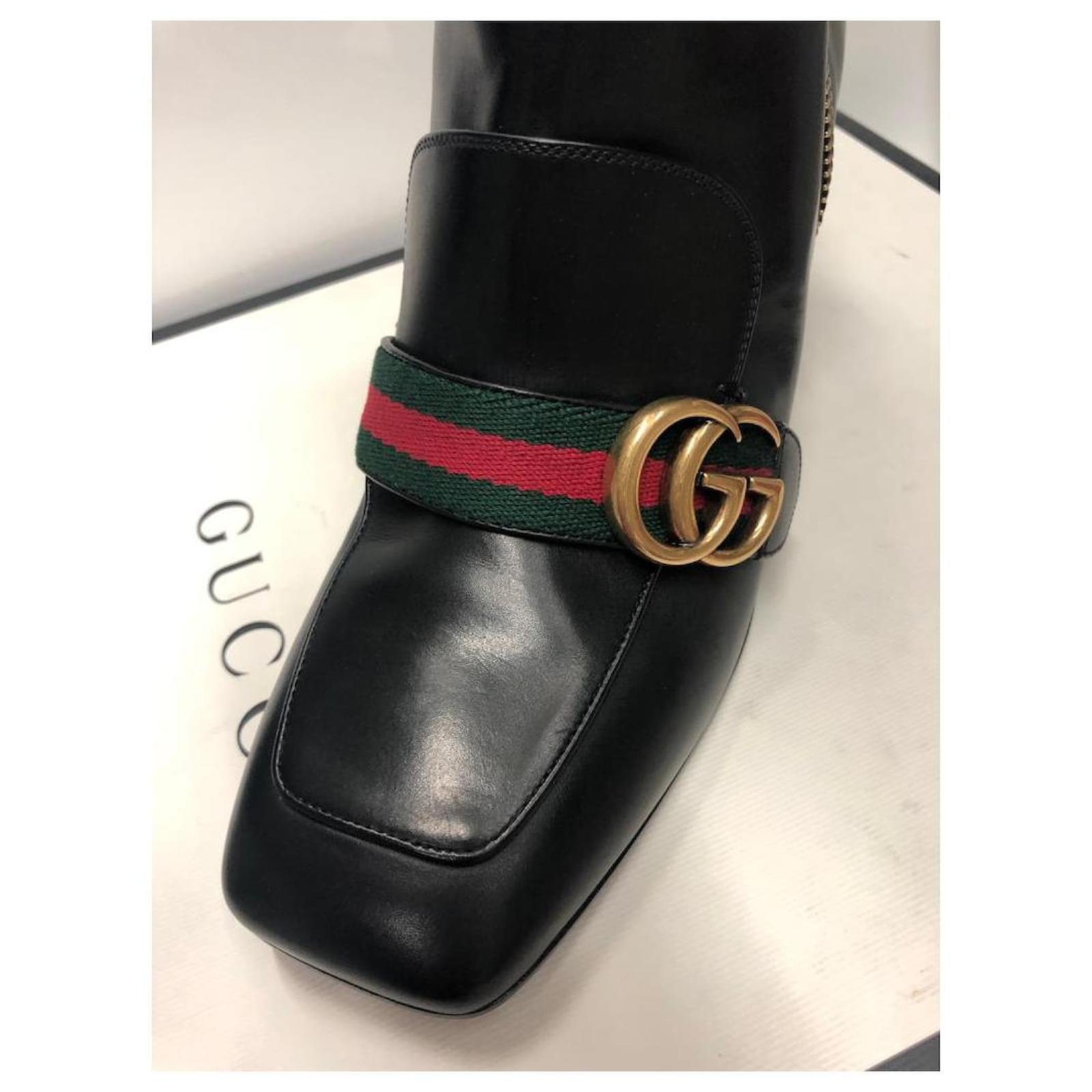 GUCCI Marmont Bottines en cuir noir ref.147318 - Joli Closet