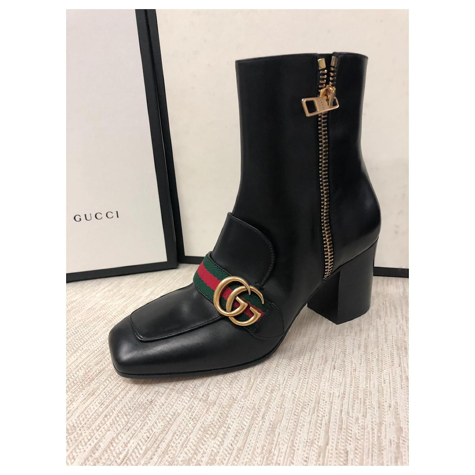 GUCCI Marmont Bottines en cuir noir ref.147318 - Joli Closet
