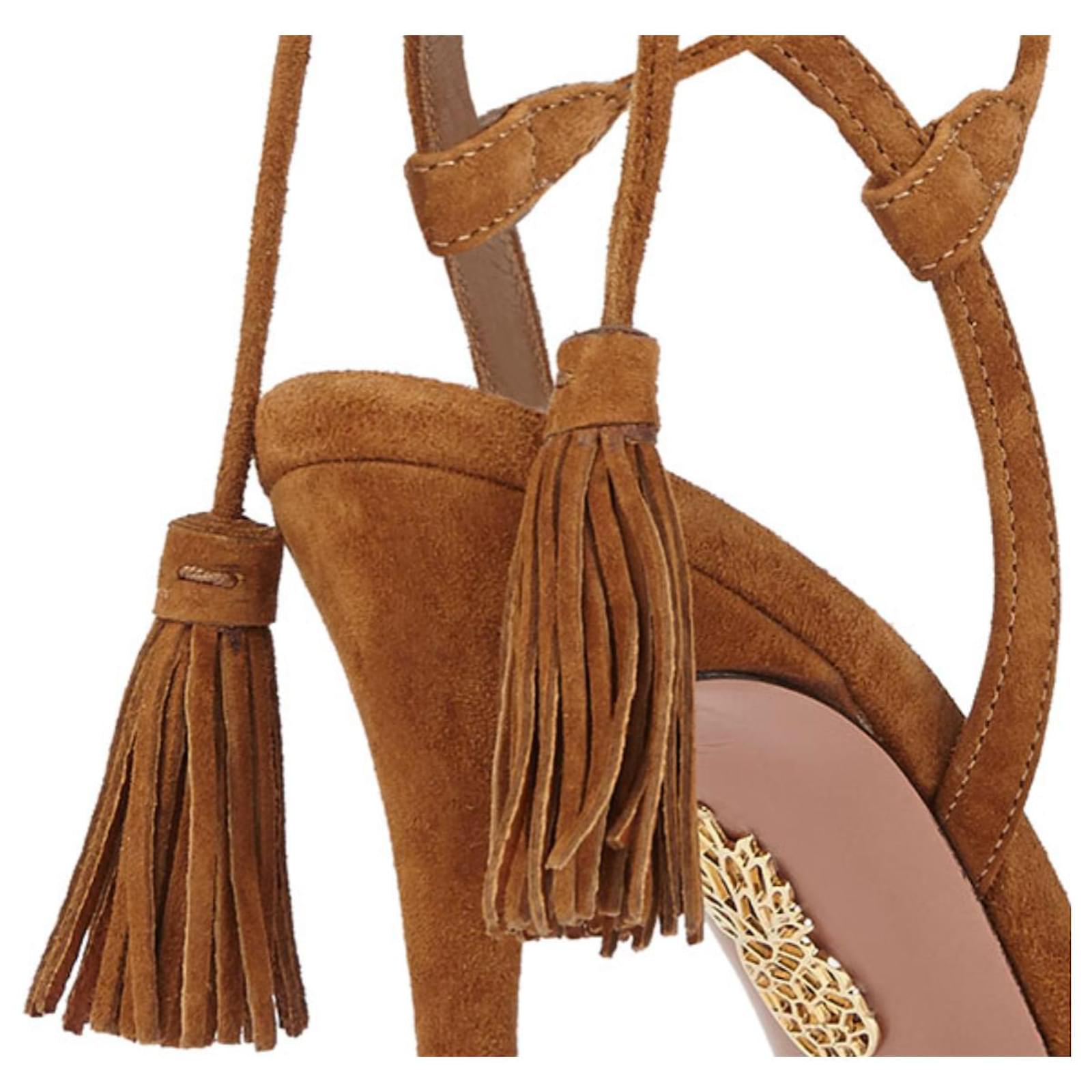 Très belles sandales AQUAZZURA modèle Wild Thing Daim multi beige ref ...
