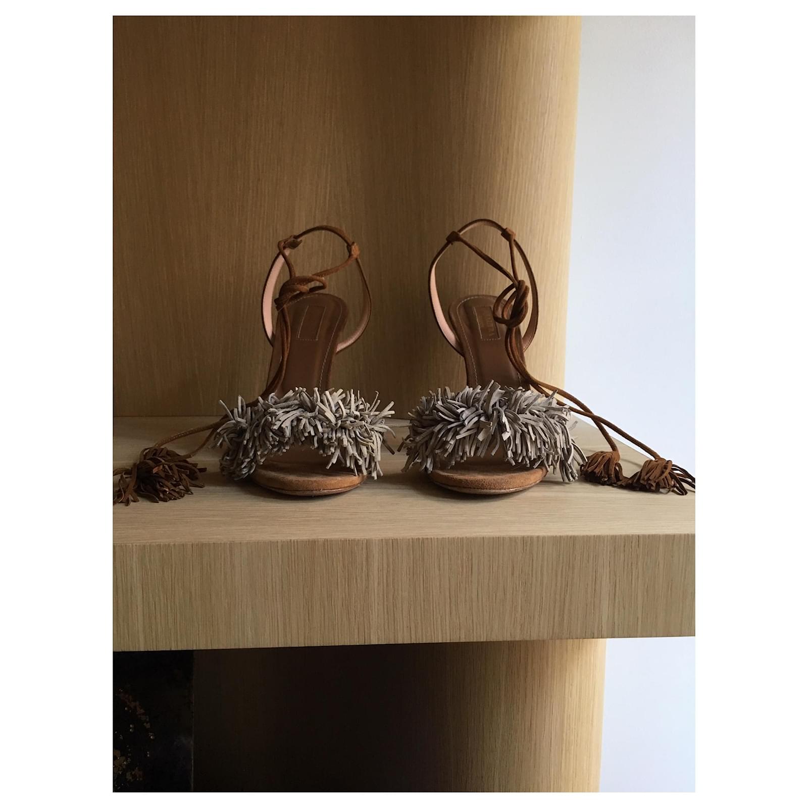 Très belles sandales AQUAZZURA modèle Wild Thing Daim multi beige ref ...