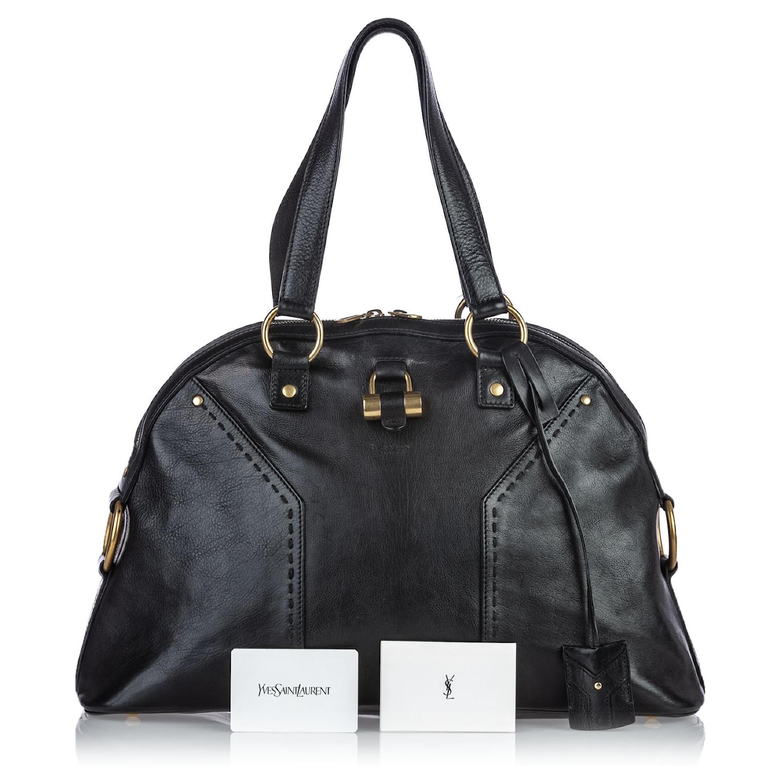 Yves Saint Laurent YSL Sac à bandoulière en cuir noir Muse ref.149278 ...