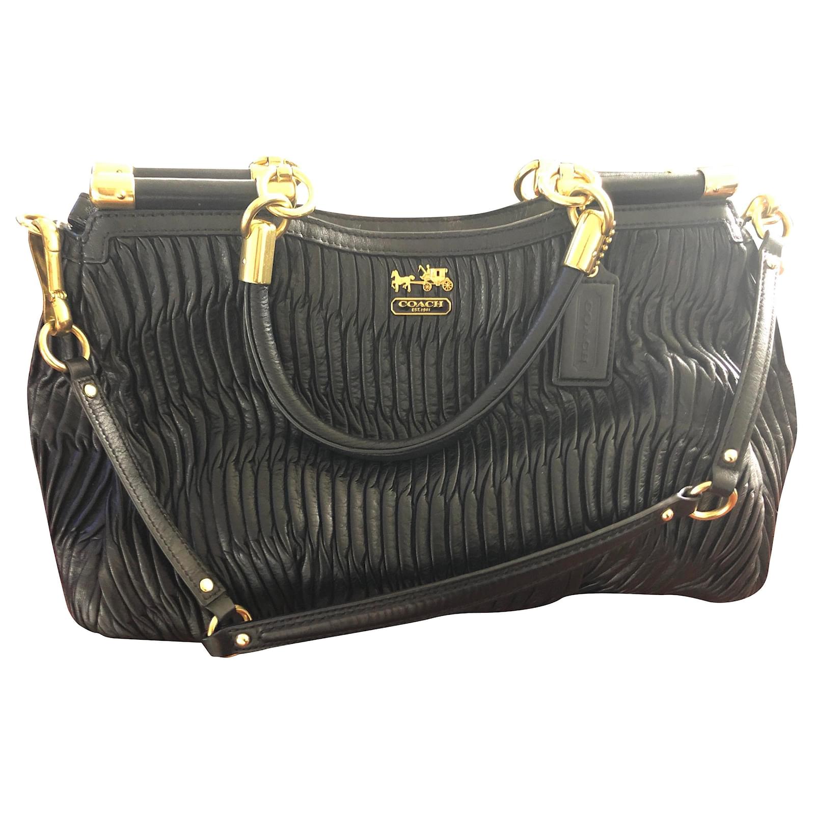 Grand sac coach Cuir Noir ref.149977 - Joli Closet