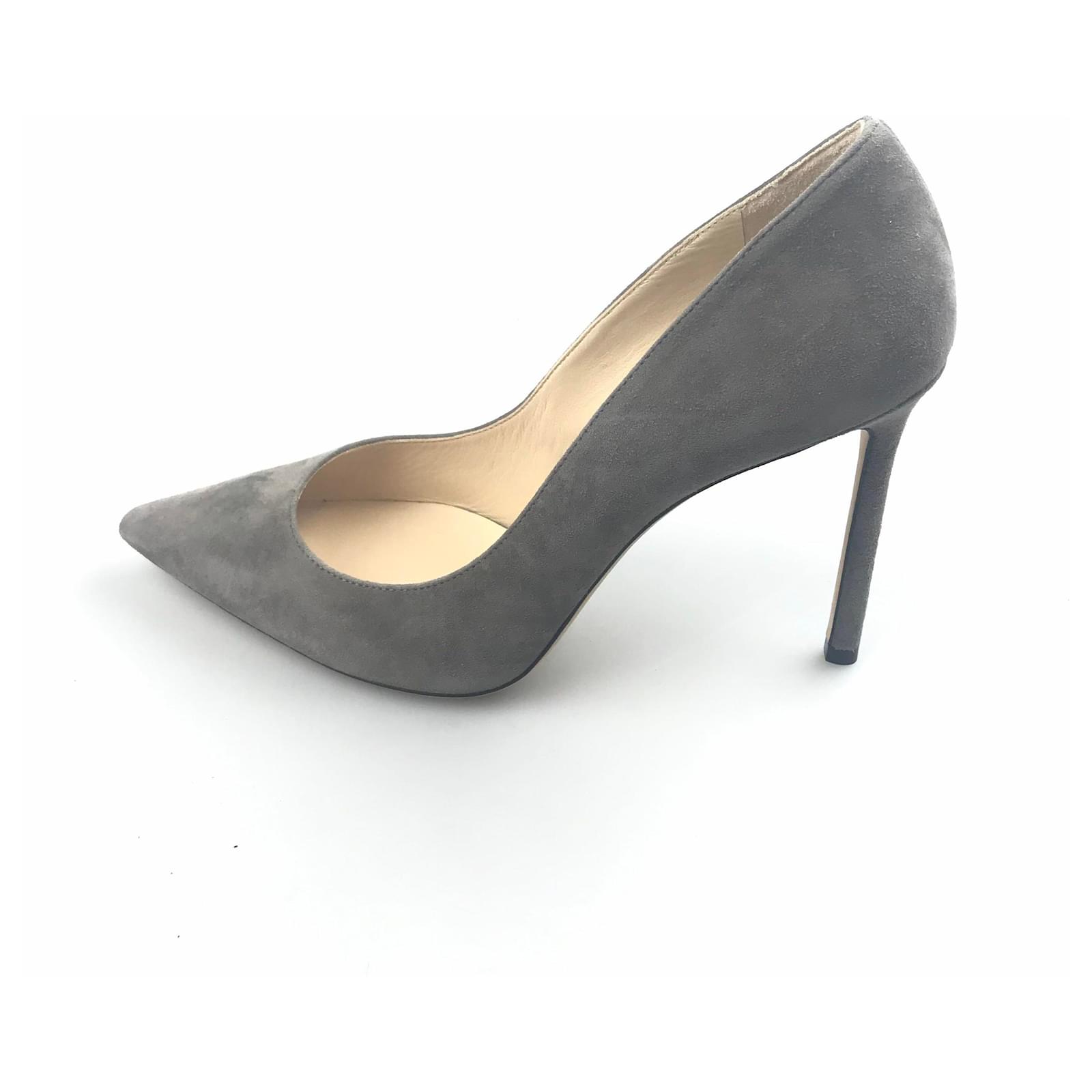 Jimmy Choo Gray Suede Stilettos Grey Leather ref.152331 - Joli Closet