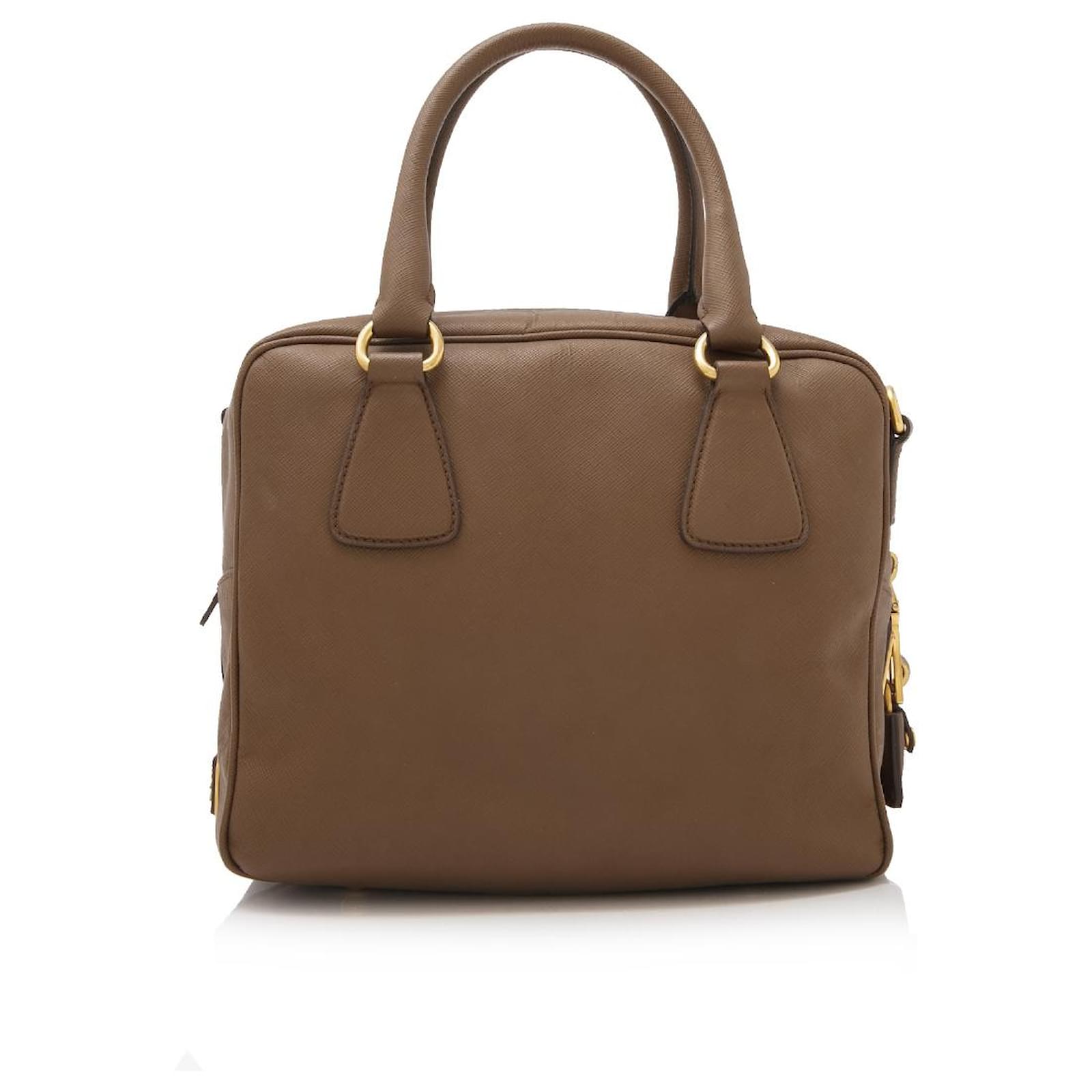 Prada Brown Saffiano Lux Sacoche Cuir Marron ref.153551 - Joli Closet
