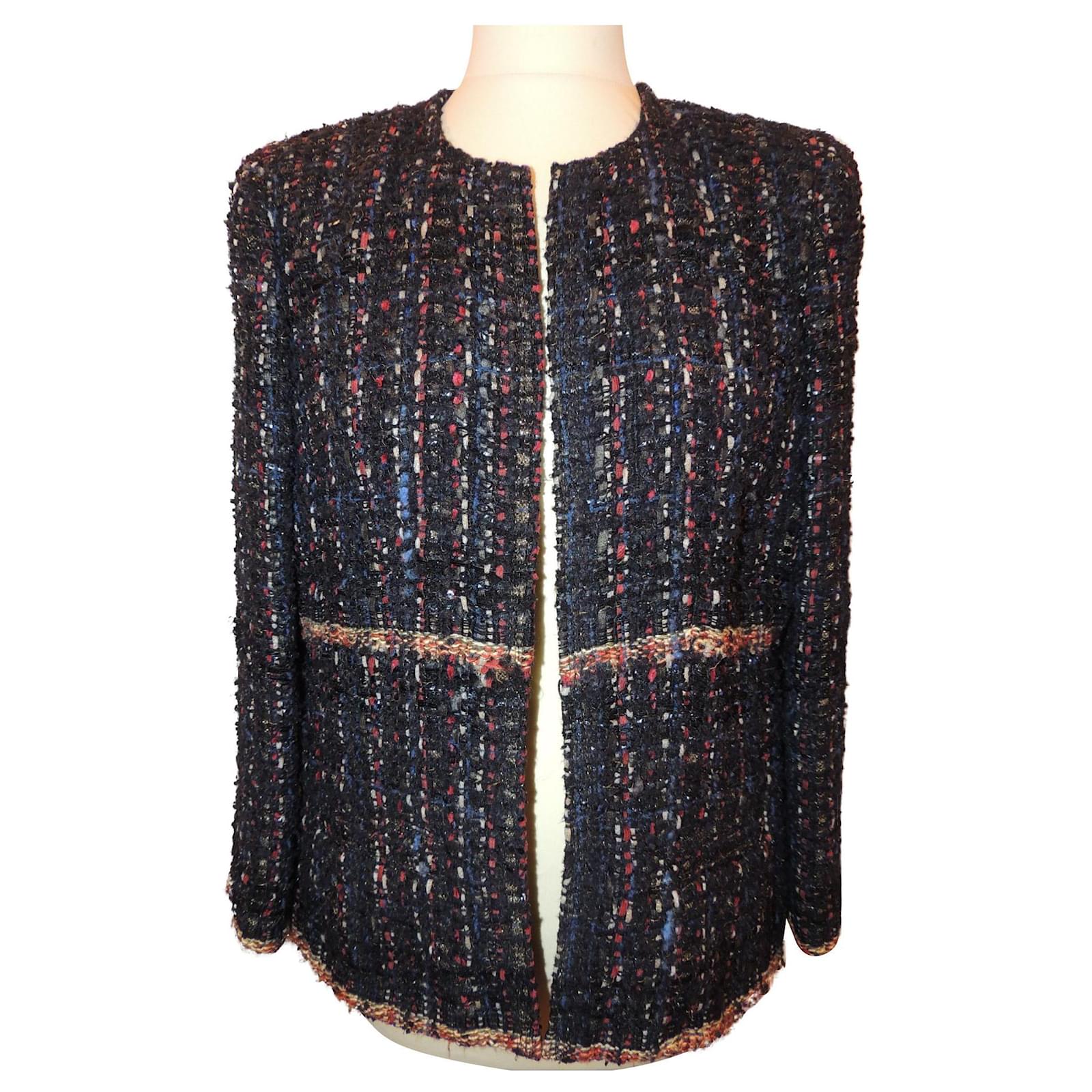 CHANEL VESTE COURTE TWEED ICONIQUE T.42 Multicolore ref.154419 - Joli ...