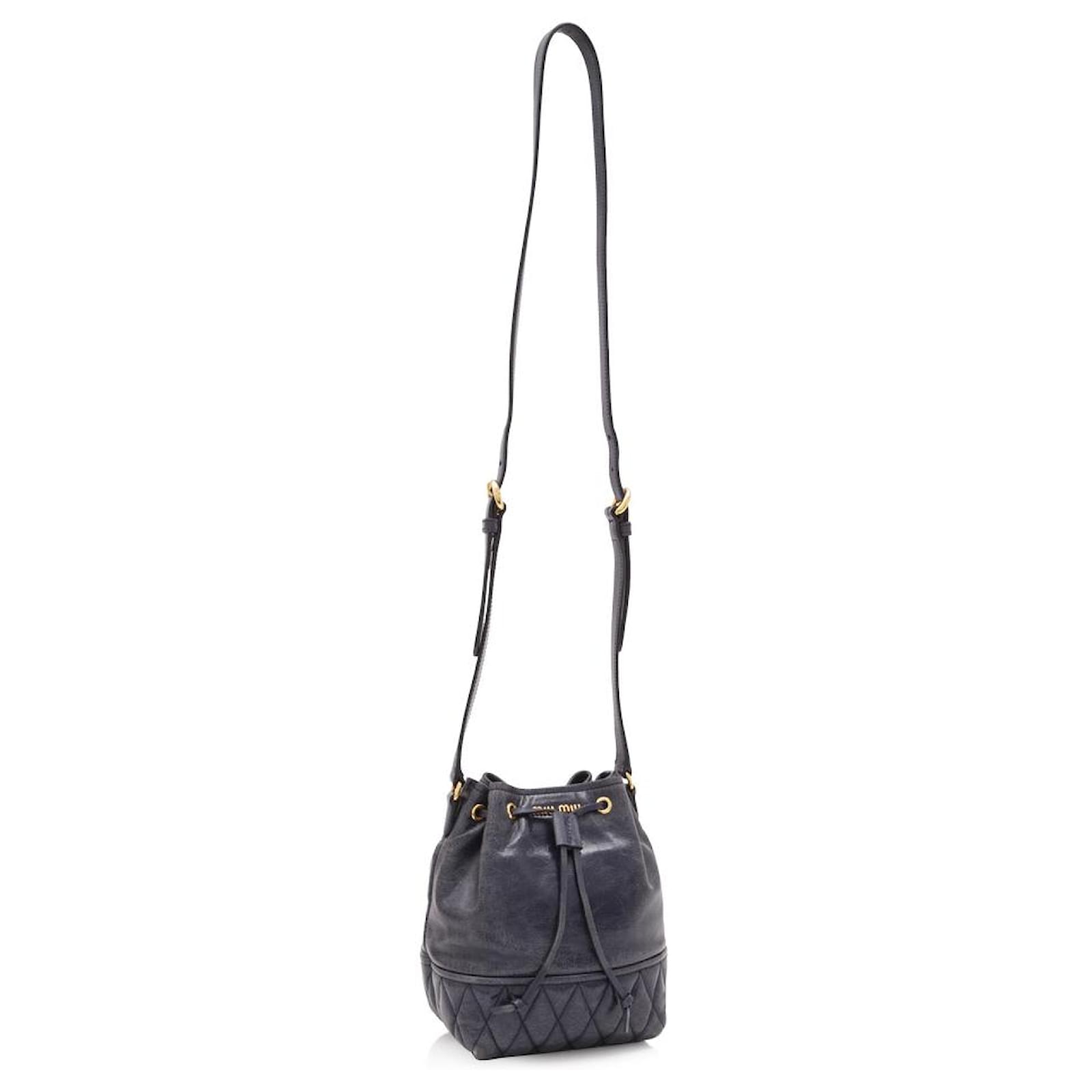 Miu Miu Blue Vitello Shine Trapu Sling Leather Pony-style calfskin ref ...
