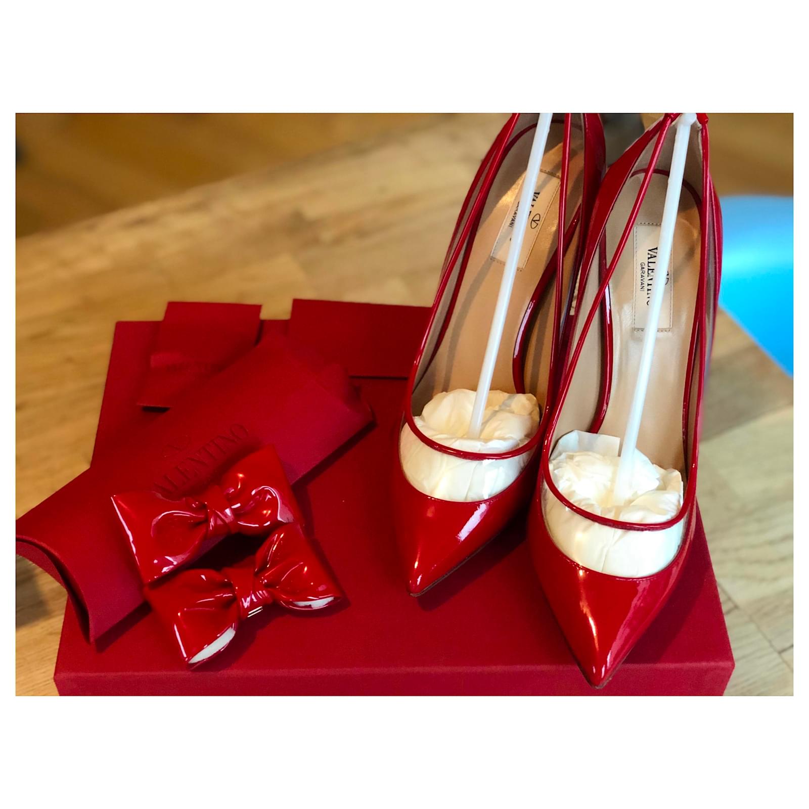 Valentino Talons Cuir vernis Rouge ref.157456 - Joli Closet