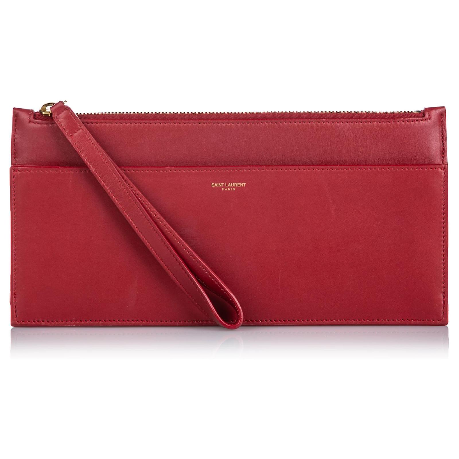 Yves Saint Laurent YSL Red Leather Clutch Bag ref.158761 - Joli Closet