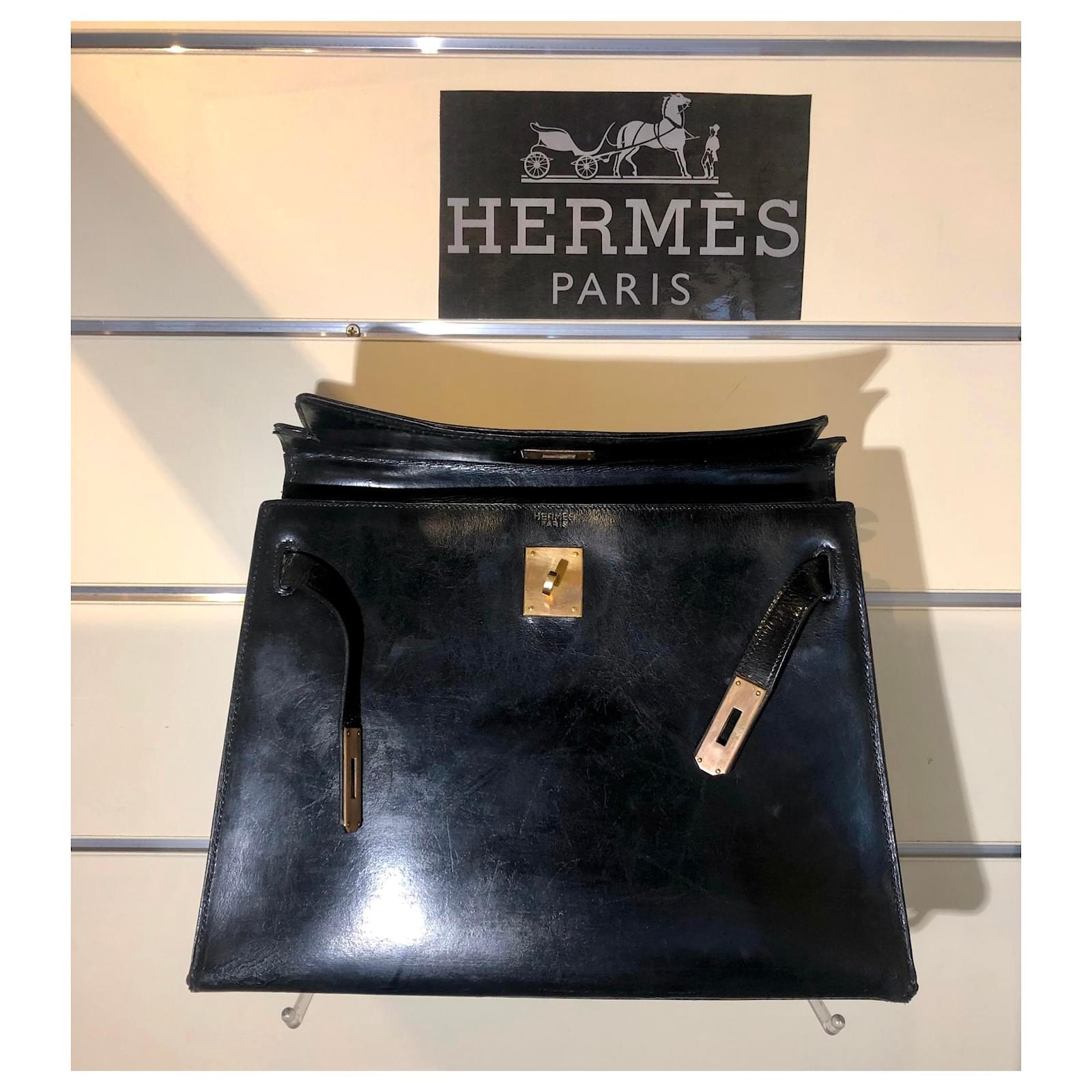 Hermès KELLY HERMES COLLECTION Black Leather ref.159539 - Joli Closet