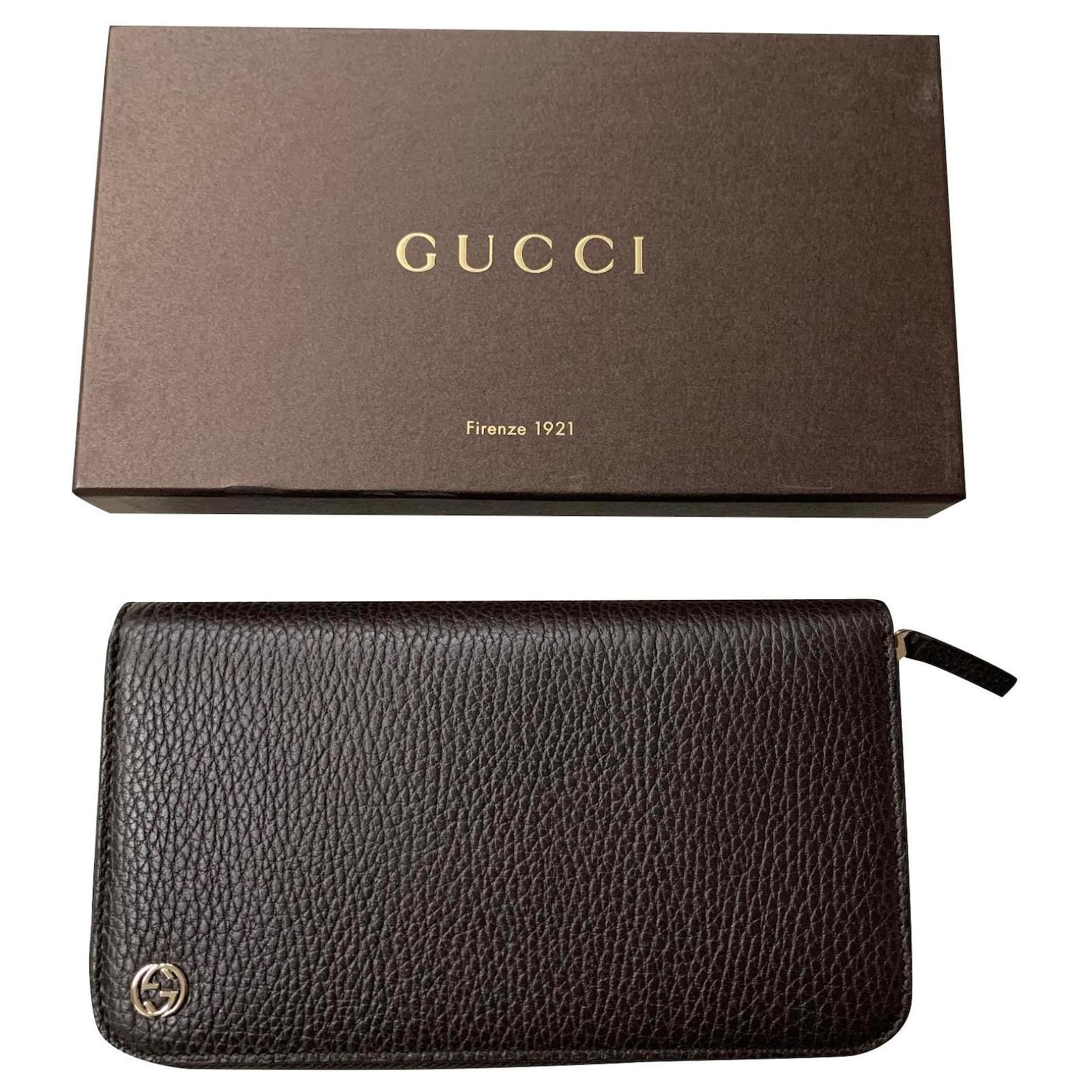 gucci Leather zip around wallet Brown ref.159546 - Joli Closet